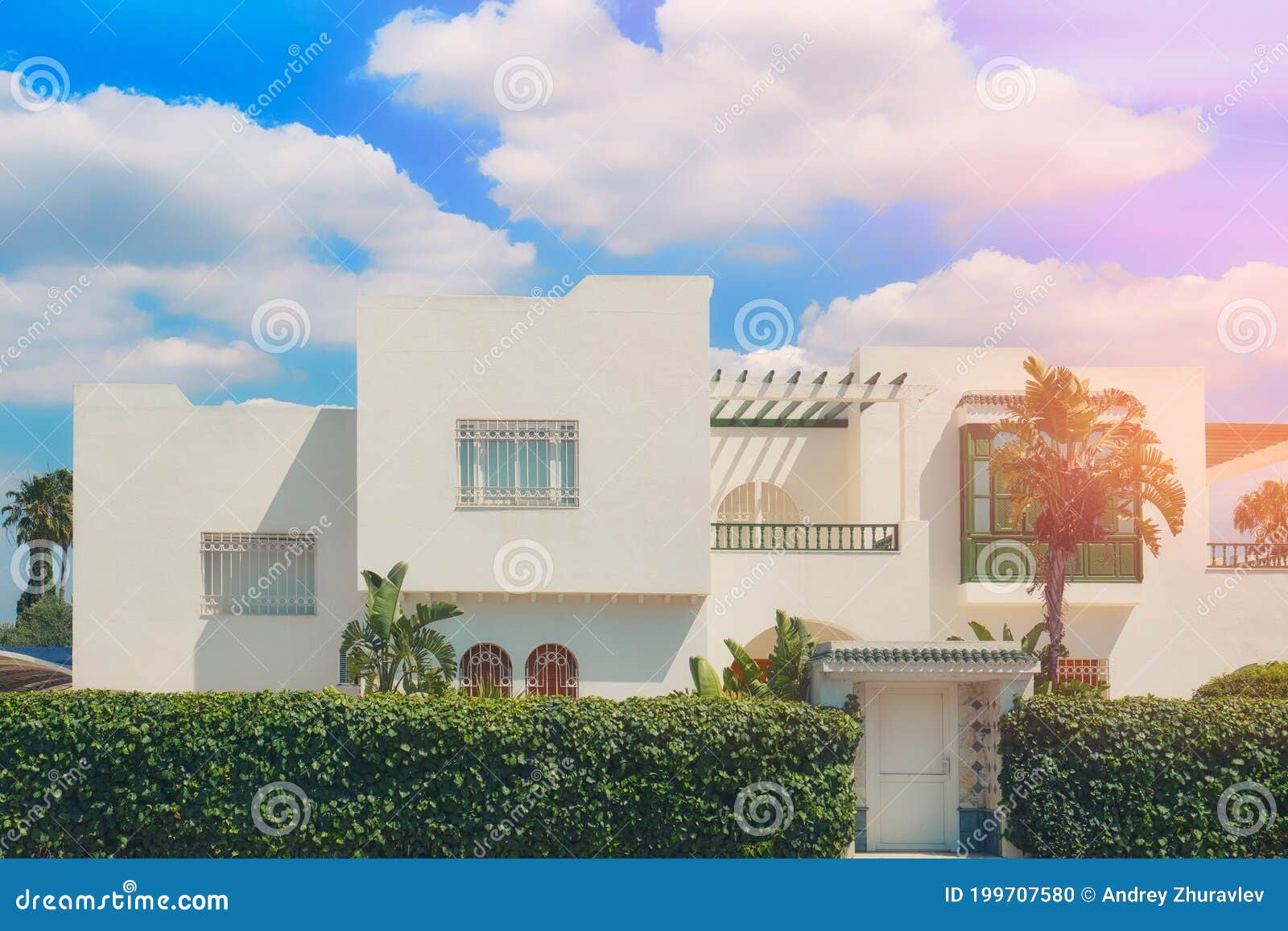 House in the Arab Style on the Background of Clouds and Sun Stock Photo ...