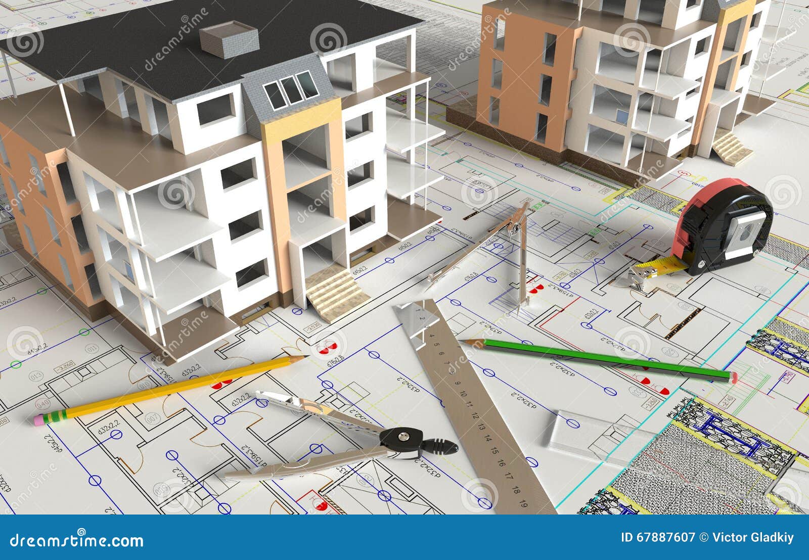 House Architectural Drawing and Layout Stock Image - Image of door ...