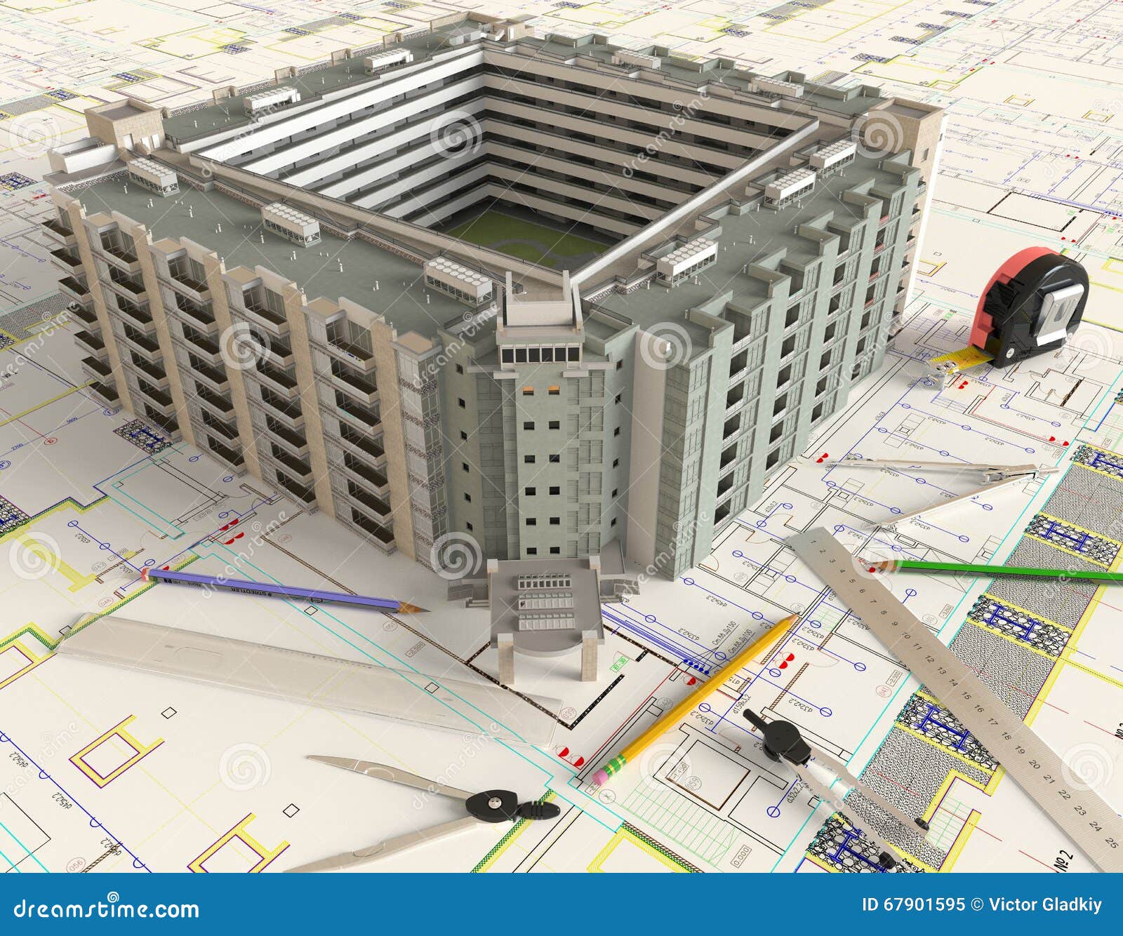 House Architectural Drawing and Layout Stock Image - Image of house ...