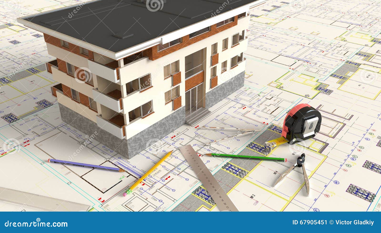 House Architectural Drawing and Layout Stock Image - Image of housing ...