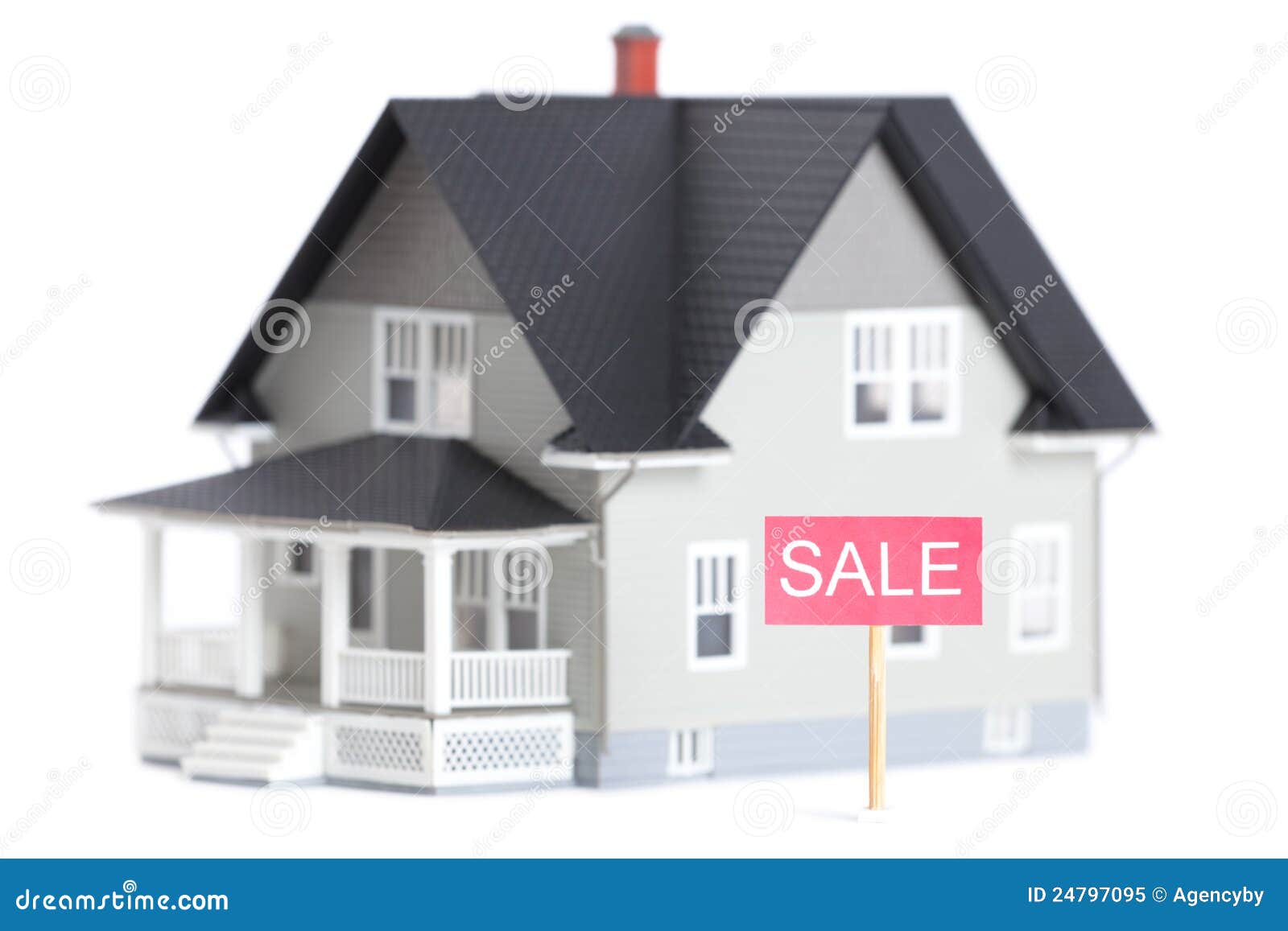 House Architectural Model with Sale Sign, Stock Image - Image of white ...