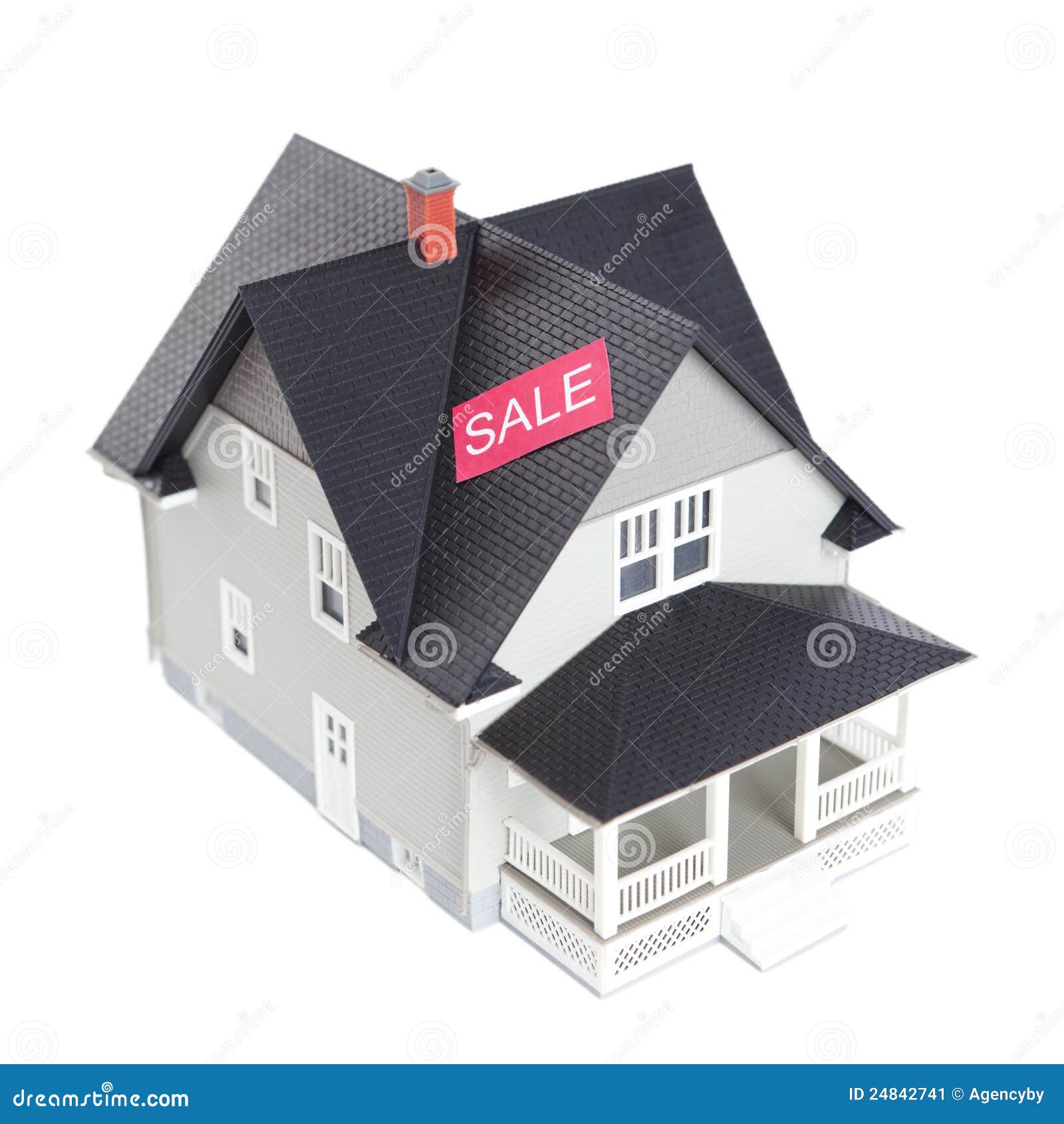 House Architectural Model with Sale Sign, Isolated Stock Image - Image ...