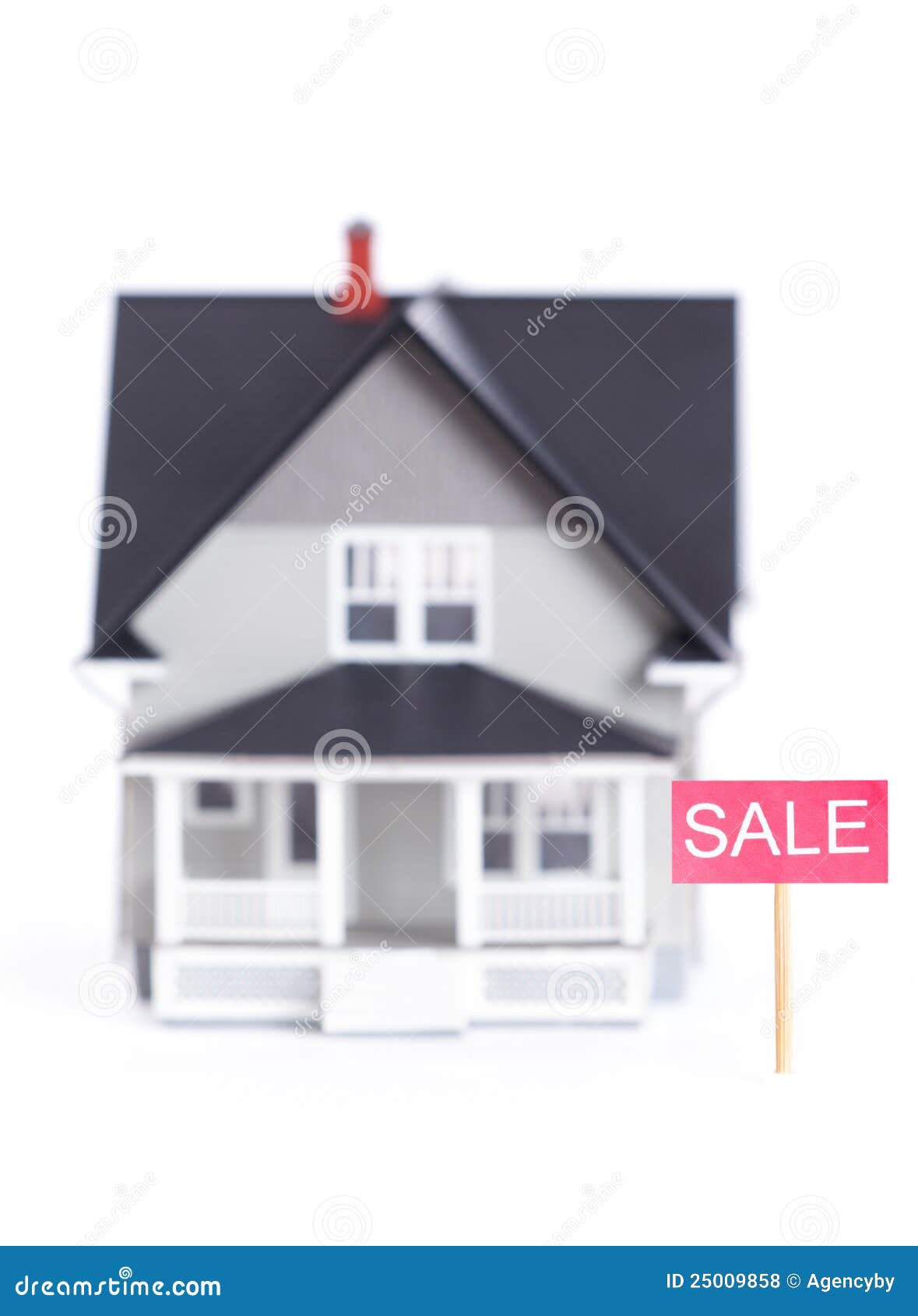 House Architectural Model with Sale Sign, Isolated Stock Photo - Image ...