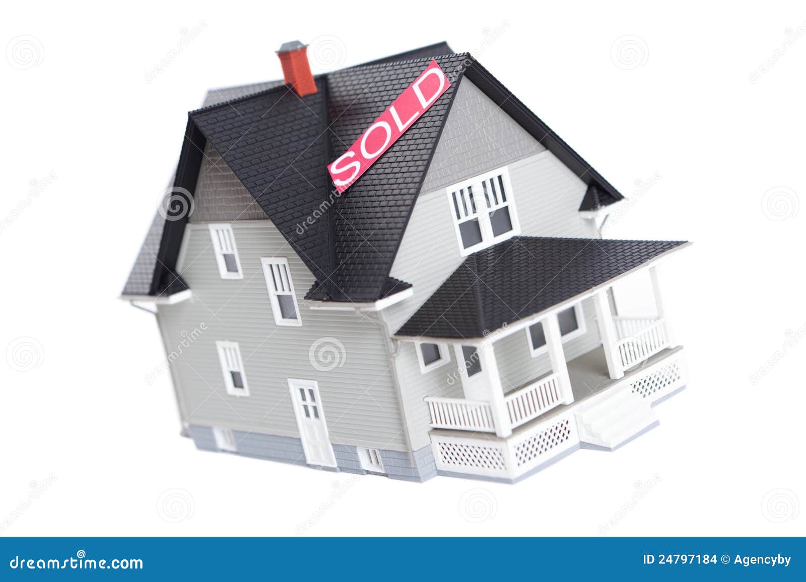 House Architectural Model with Sold Sign, Stock Photo - Image of ...