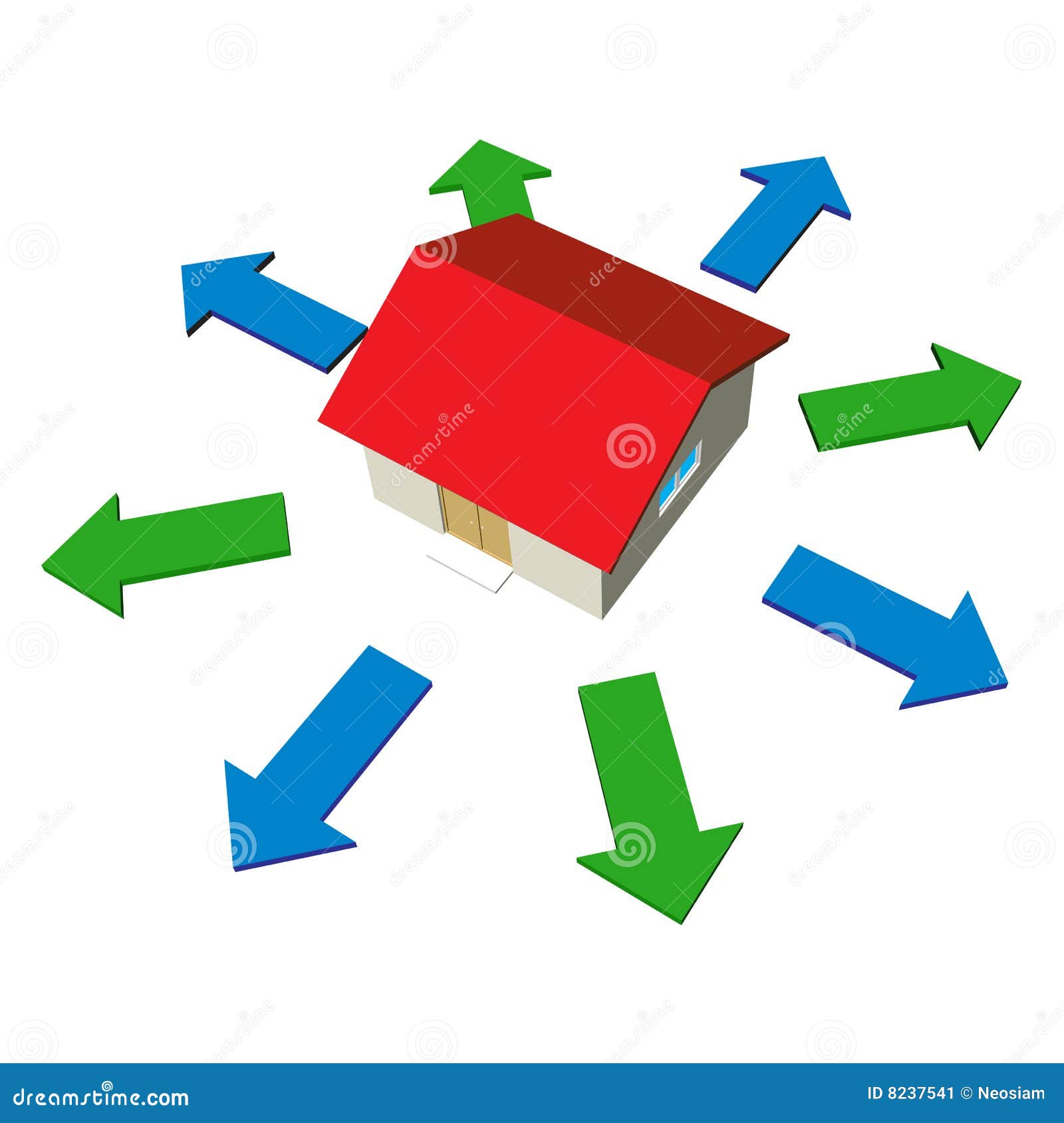 House with arrows stock vector. Illustration of view, message - 8237541