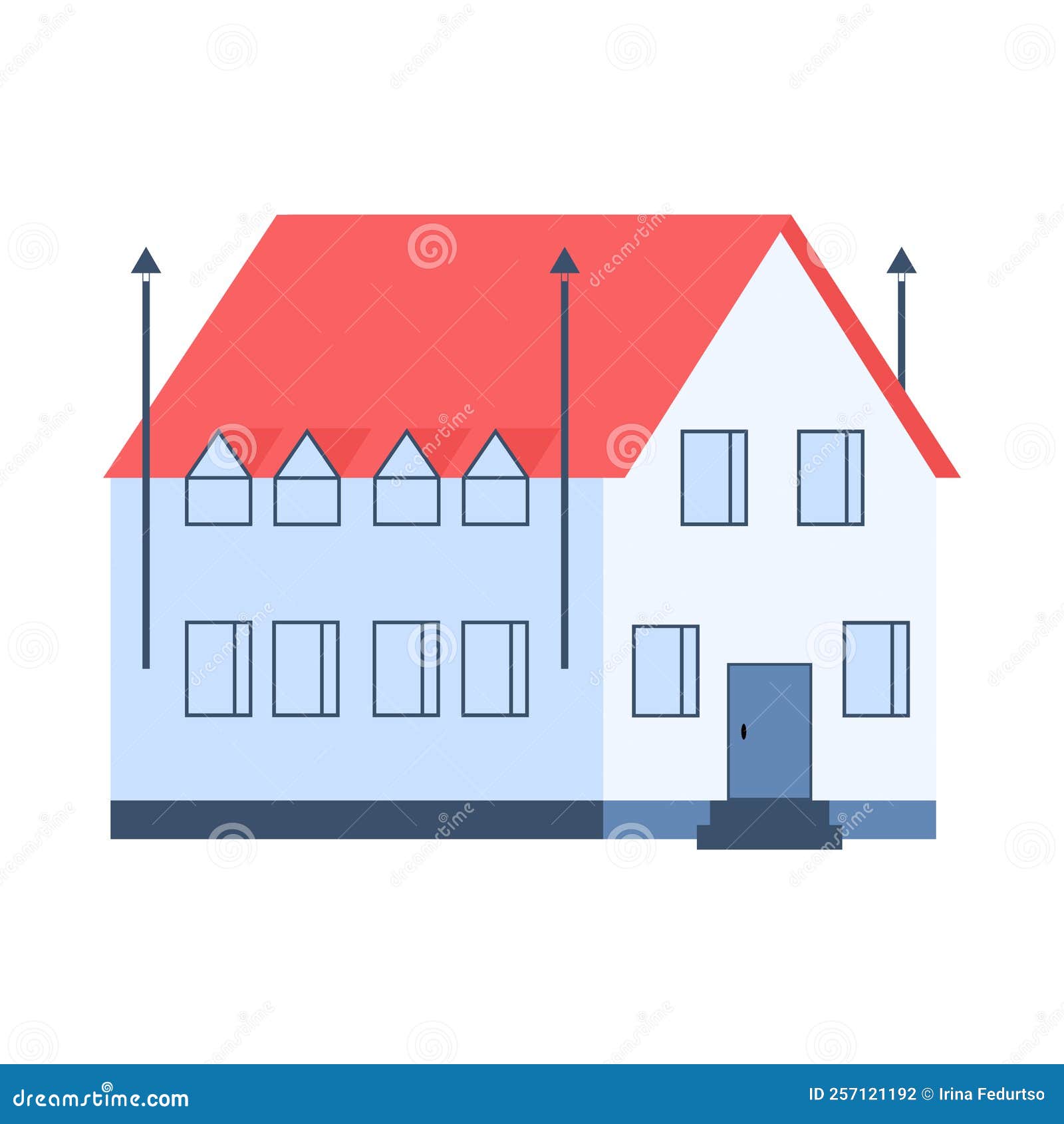 A House with an Attic. Vector Image on a White Background. Stock Vector ...