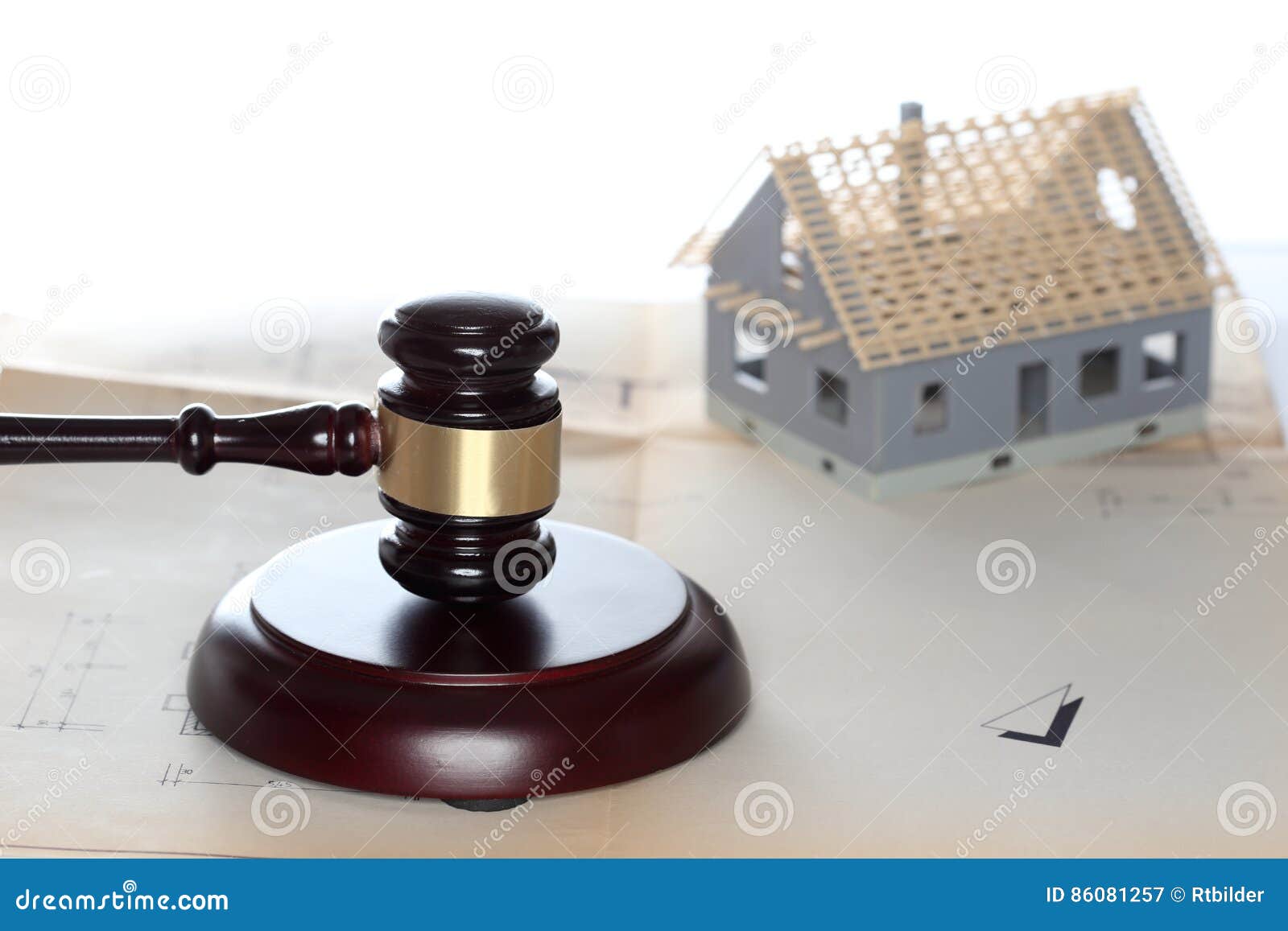 House Auction, Auction Hammer , Symbol Of Authority And Miniature House ...