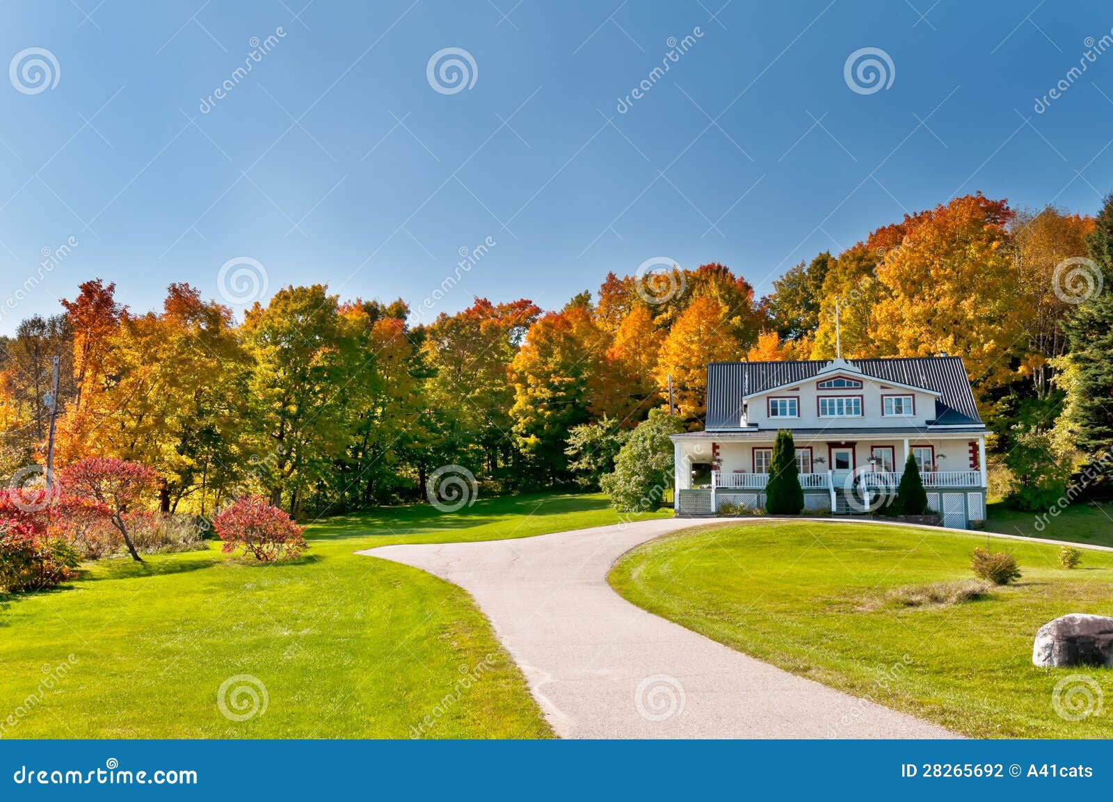 House and autumn forest stock photo. Image of lawn, peaceful - 28265692