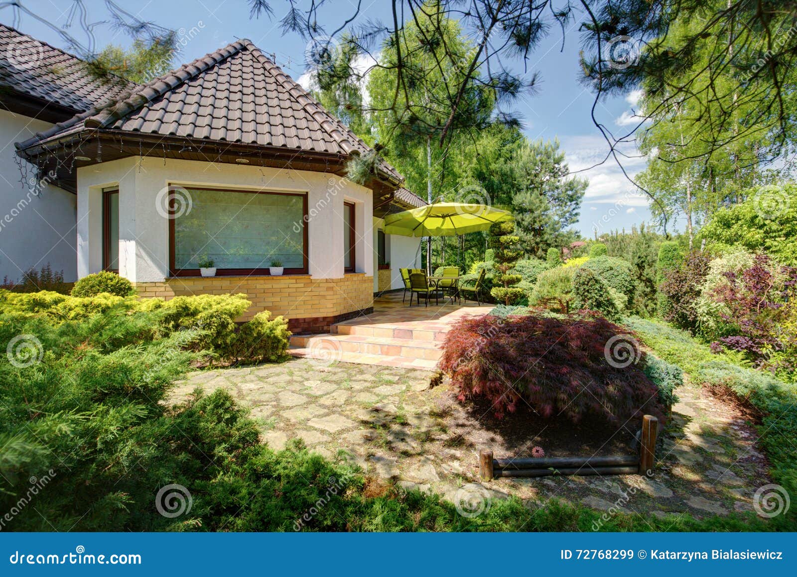 House with backyard garden stock image. Image of green - 72768299