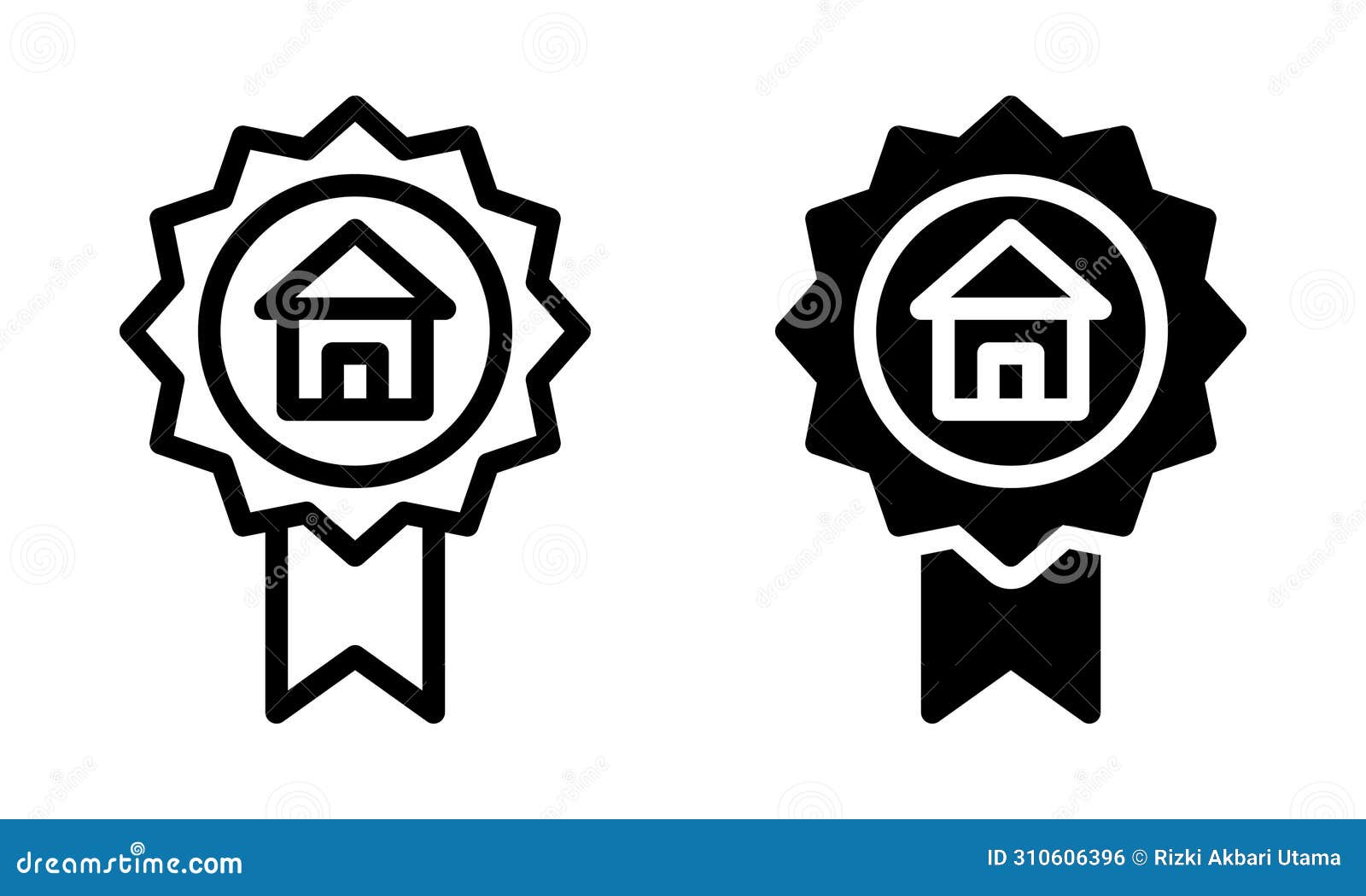 House Badge Icon with Outline and Glyph Style. Stock Vector ...