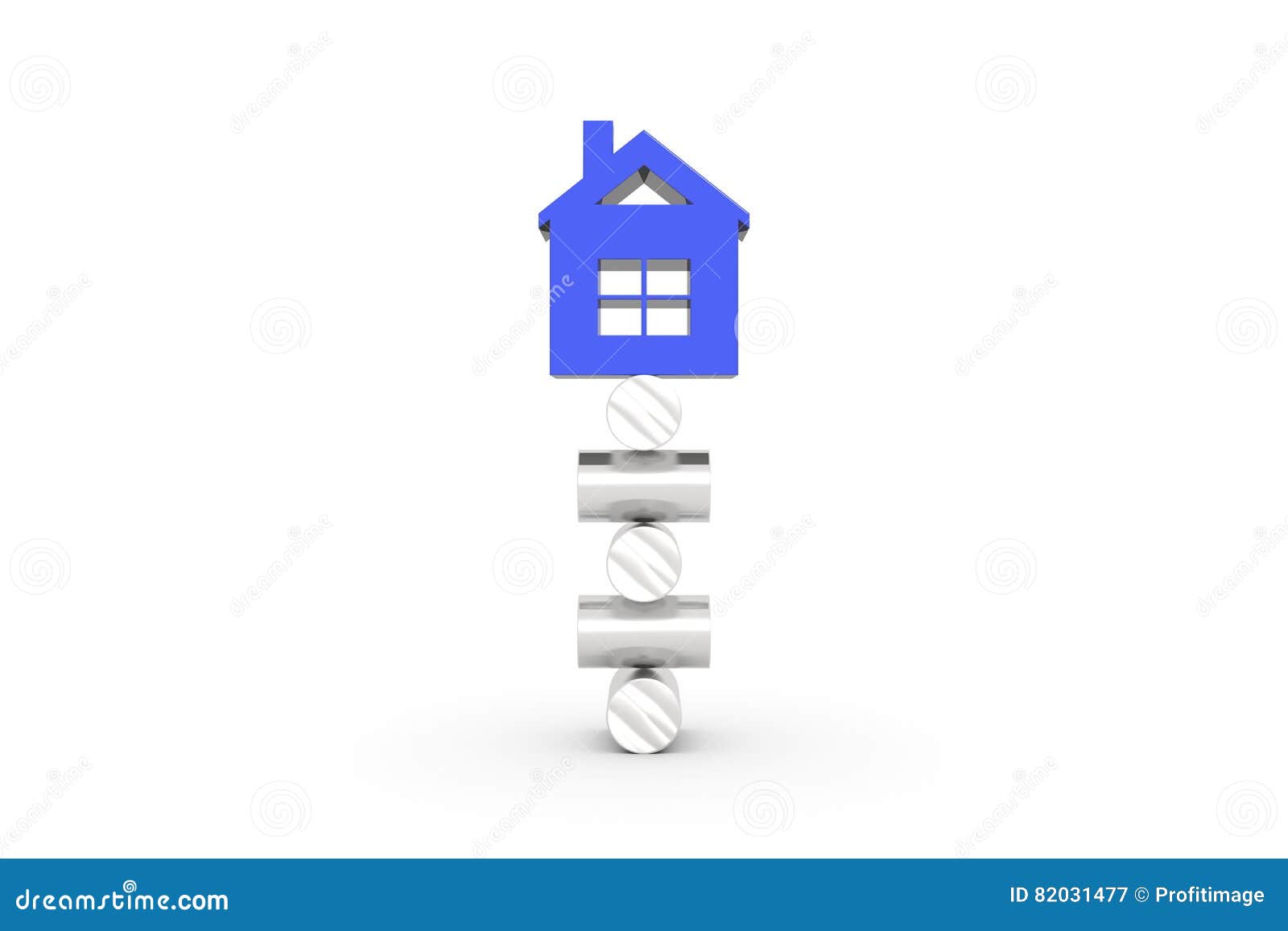 House A Balance Scale In Equal Position On Wooden Table And Pink ...