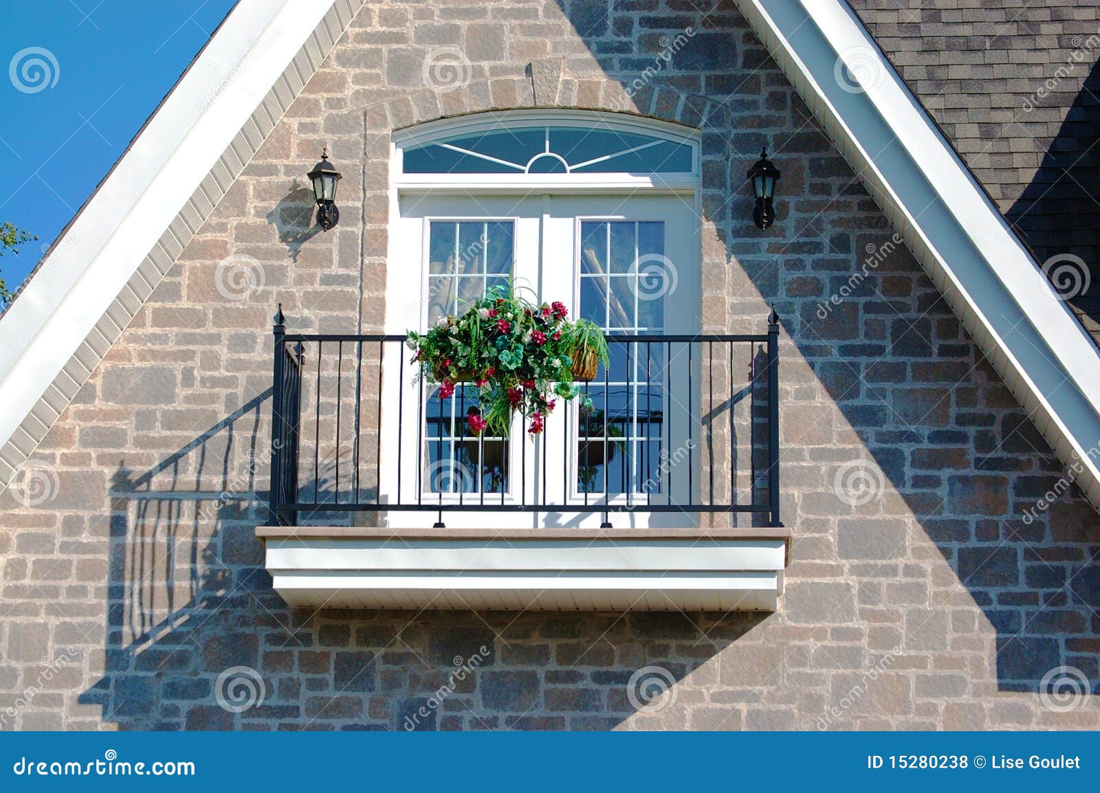 House Balcony stock photo. Image of roof, flowers, blue - 15280238