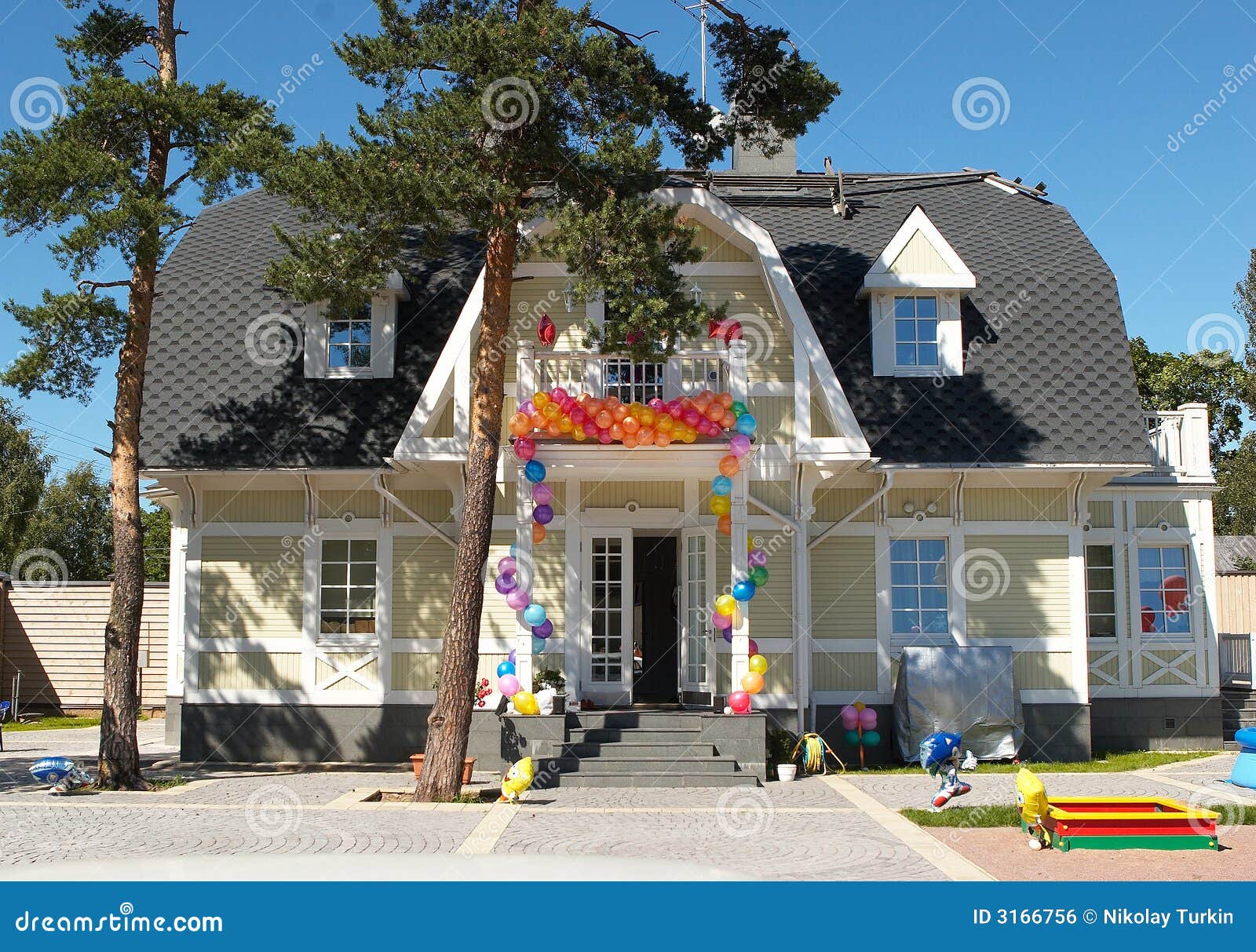 The house with balloons #3 stock photo. Image of decoration - 3166756
