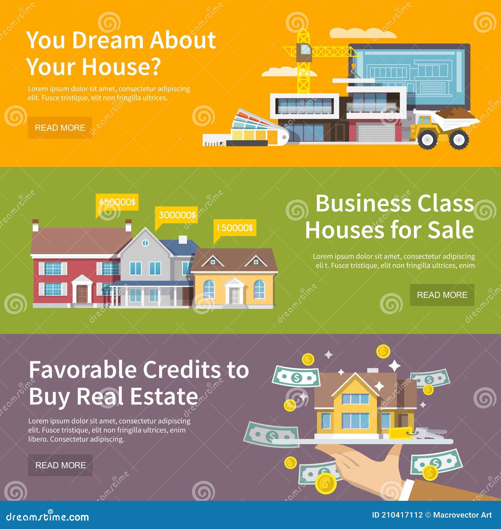 House Banner Set stock vector. Illustration of layout - 210417112