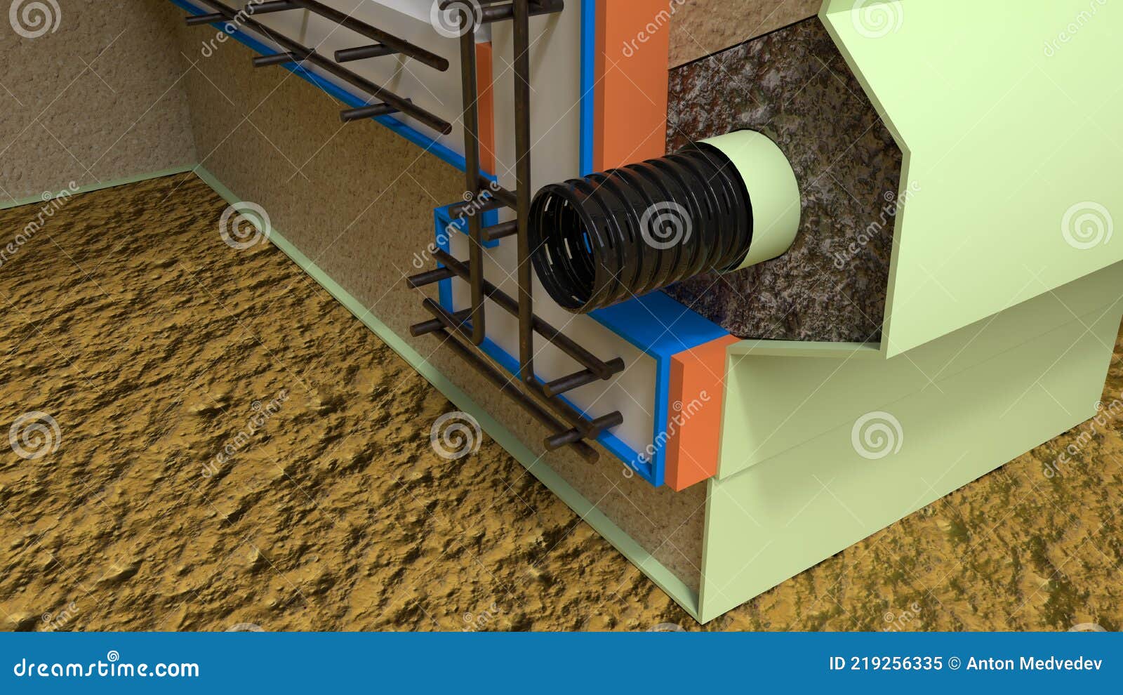 House Base Drain System. Design Industrial 3D Rendering Stock ...