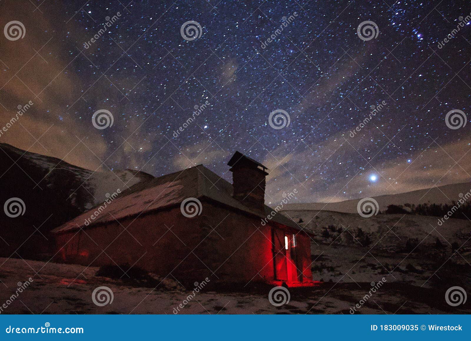 House and a Beautiful Sky with Stars at Night Stock Image - Image of ...