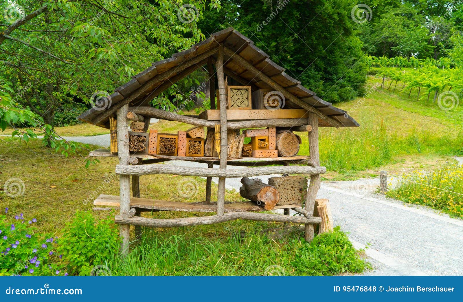 House for Bees from Tree Branches. Stock Photo - Image of pollinate ...
