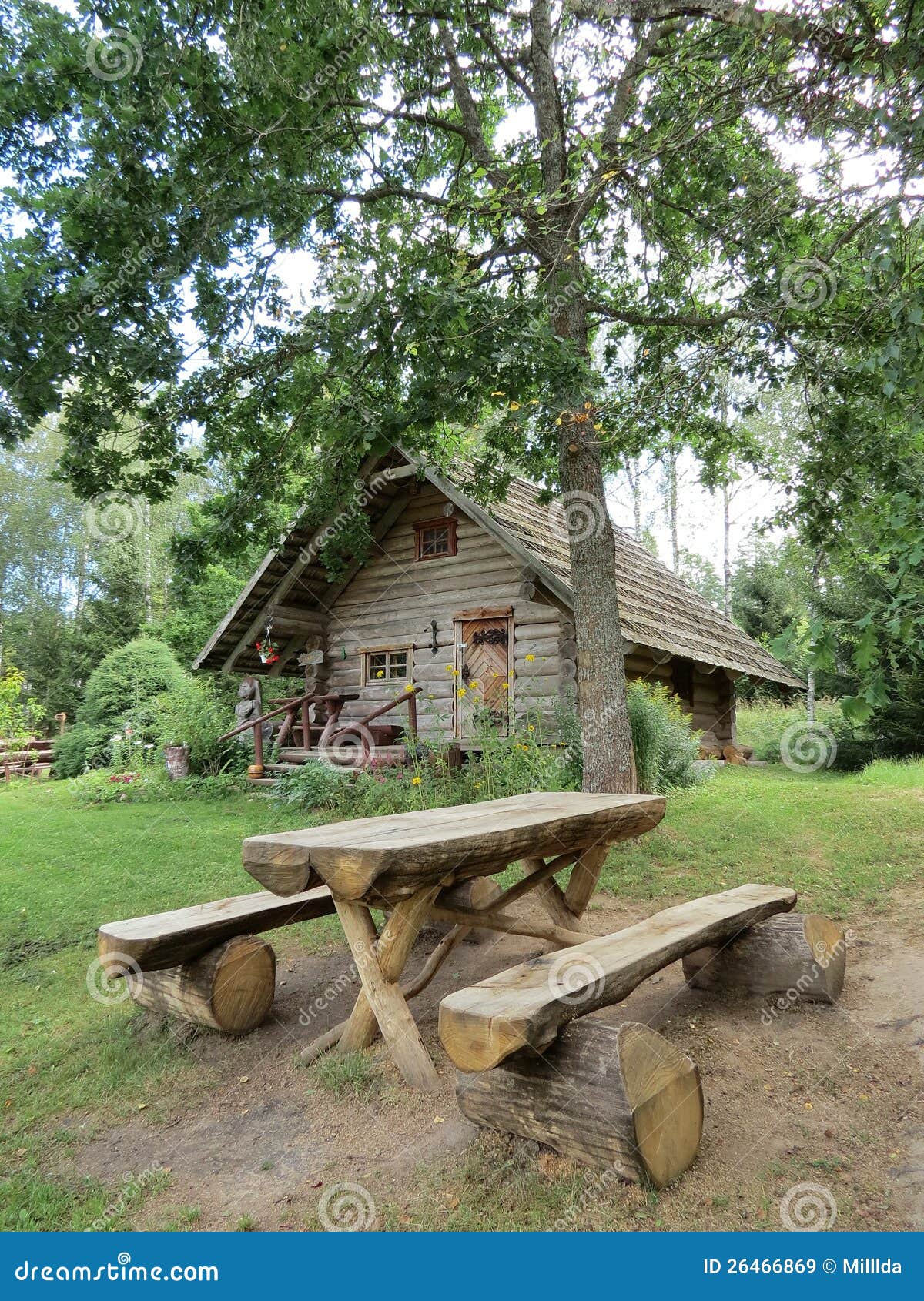 House and bench stock image. Image of wood, wooden, tree - 26466869