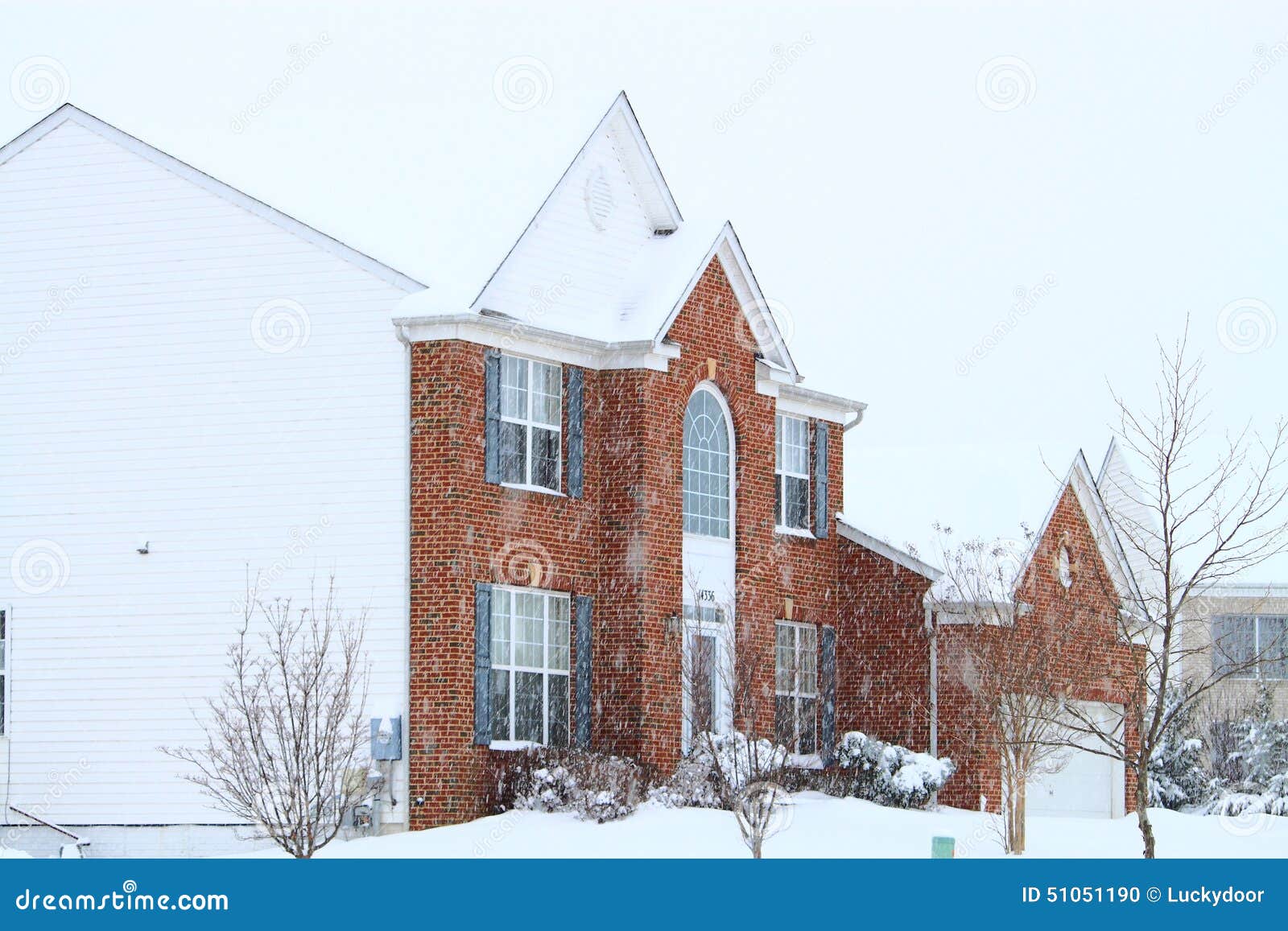 House in Blizzard stock photo. Image of rent, winter - 51051190