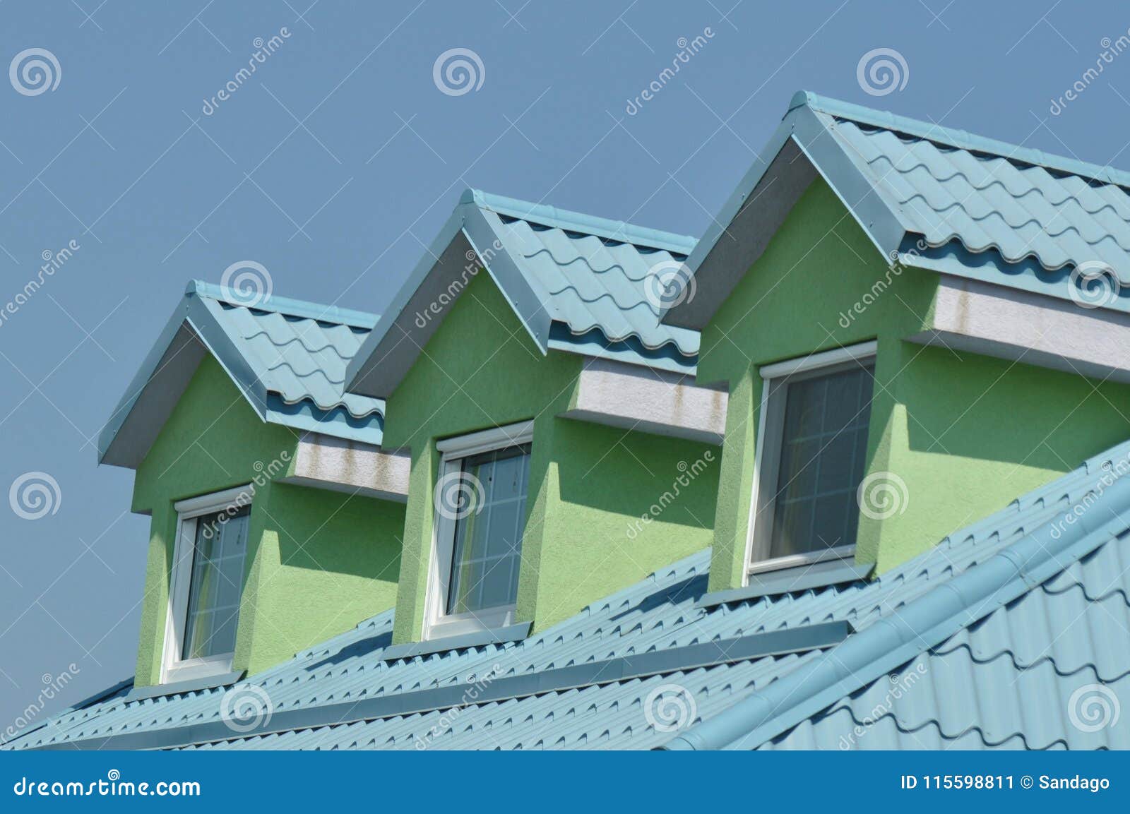 Modern house blue roof stock image. Image of cover, modern - 115598811