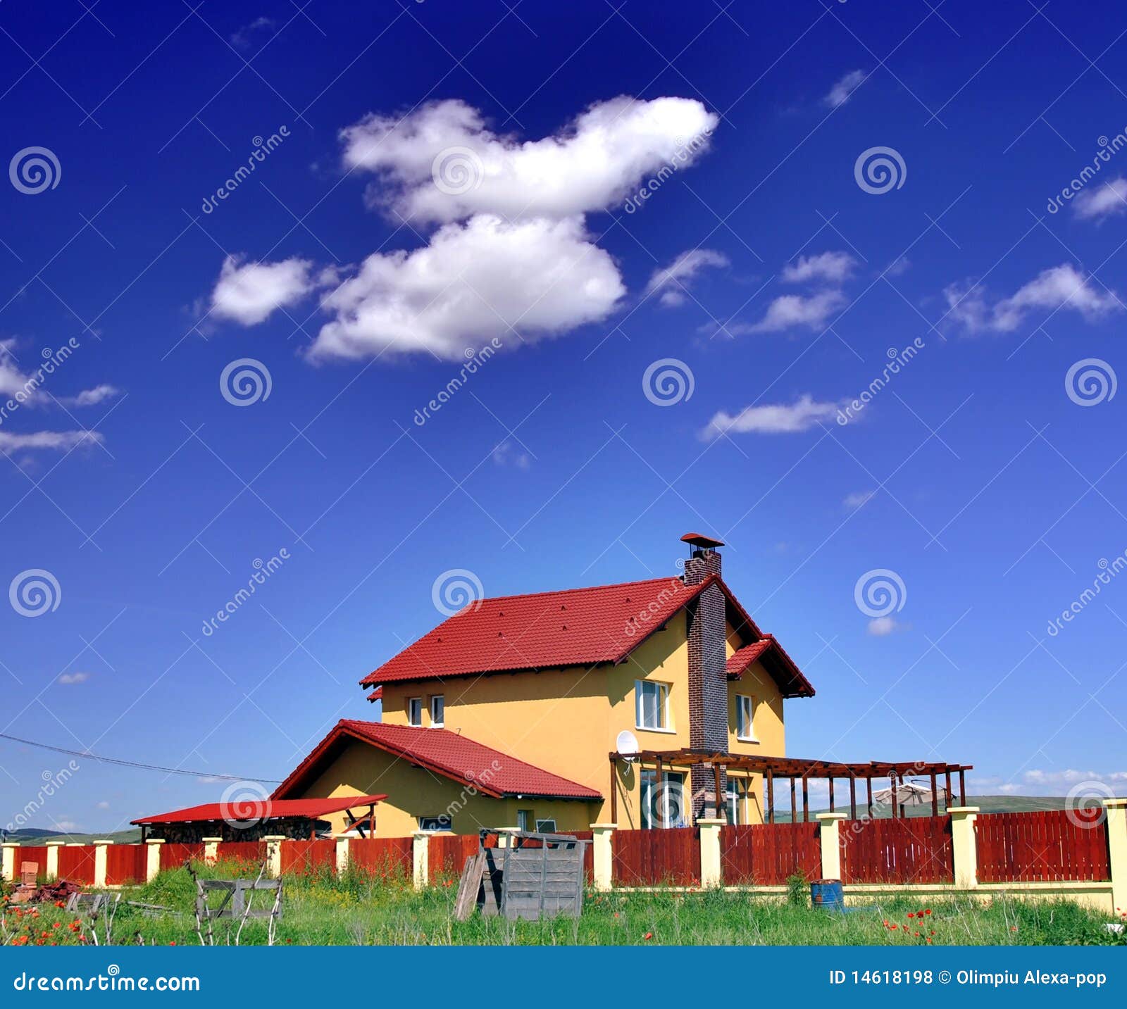 House and blue sky stock photo. Image of estate, country - 14618198