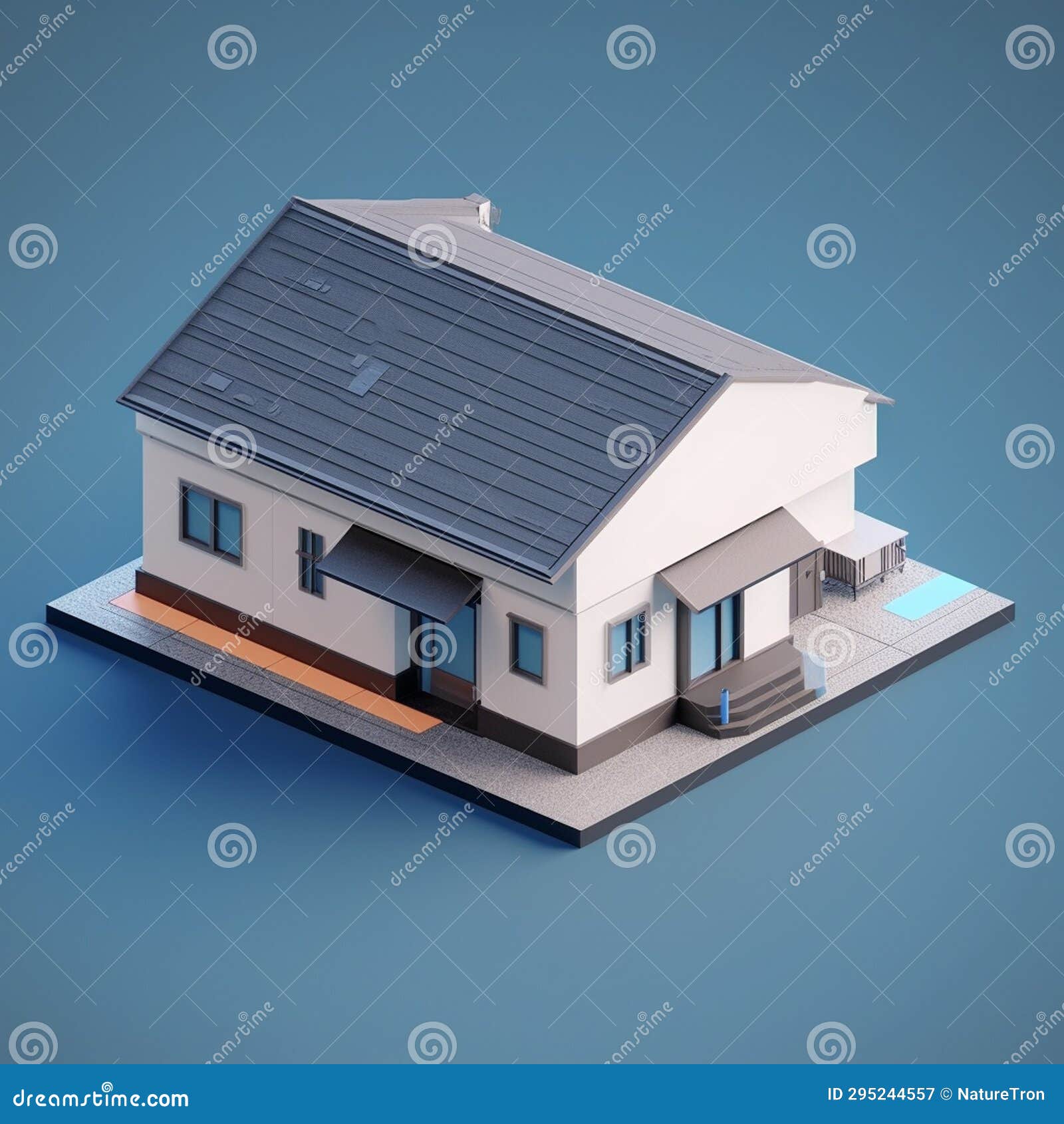 3d Render of a House House with Blue Sky Stock Illustration ...