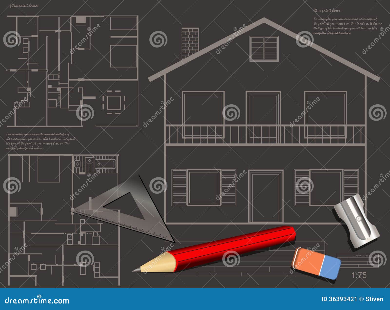 House blueprint background stock vector. Illustration of draw - 36393421