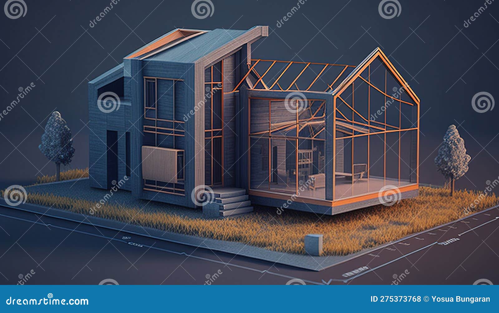 Blueprint And Digital Rendering Of A Modular Building That Incorporates ...