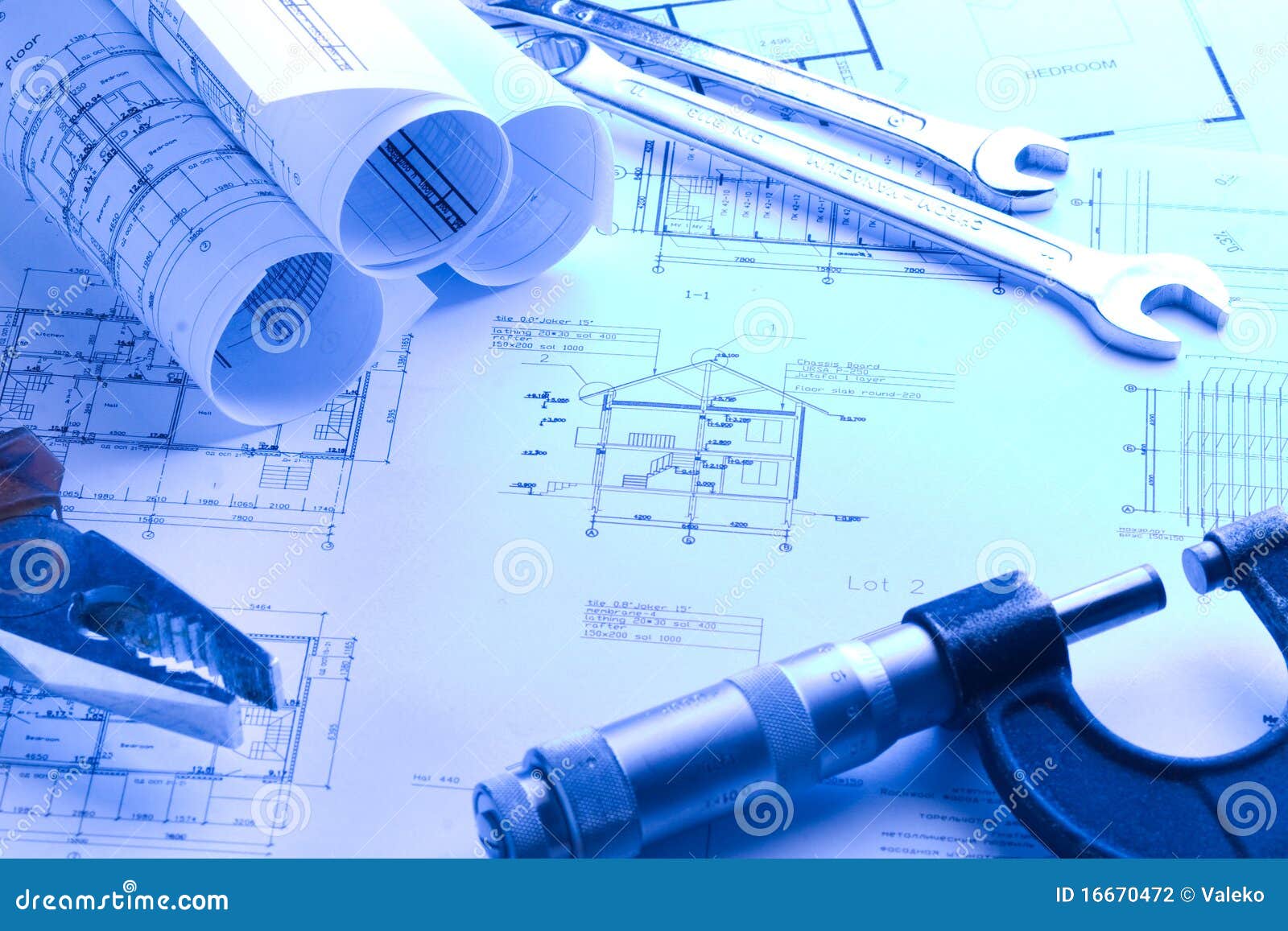 House Blueprint with Micrometer Stock Photo - Image of horizontal ...