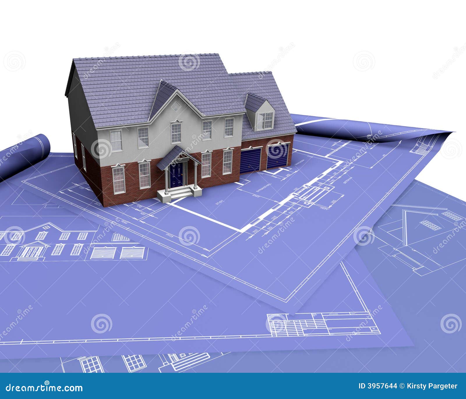 House on blueprints stock illustration. Illustration of building - 3957644