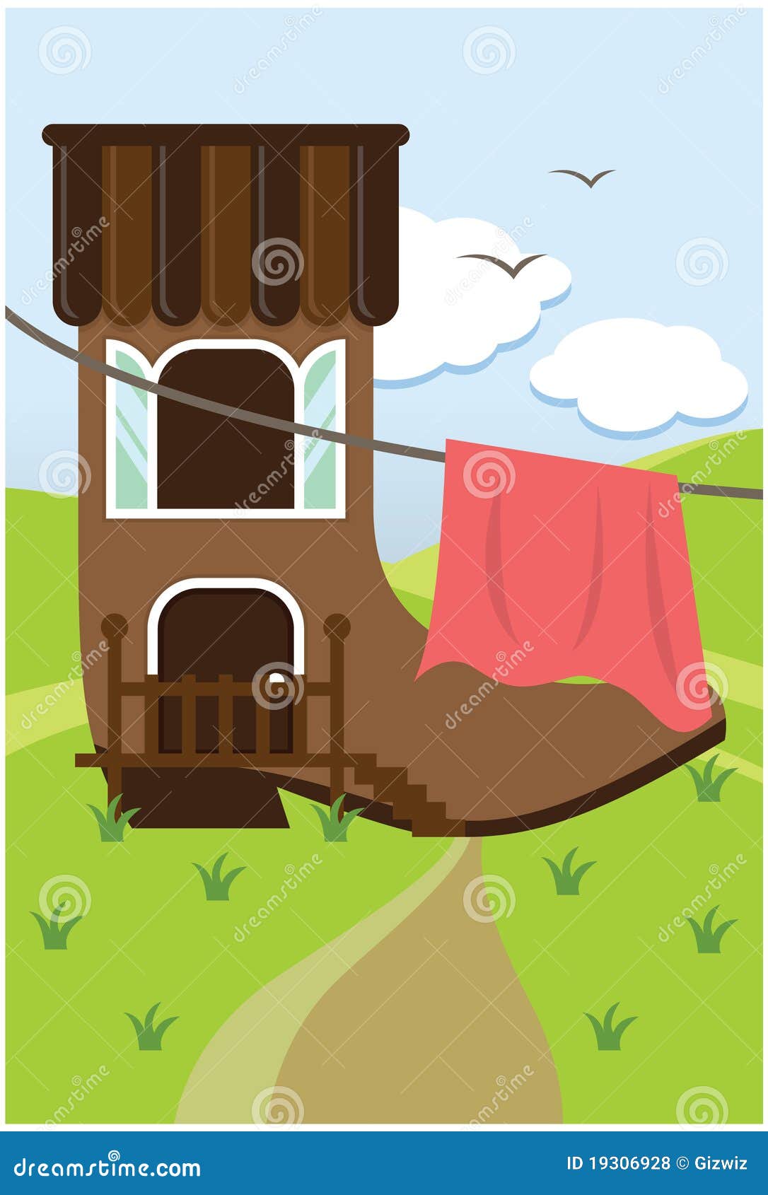 House in a boot stock vector. Illustration of roof, grass - 19306928