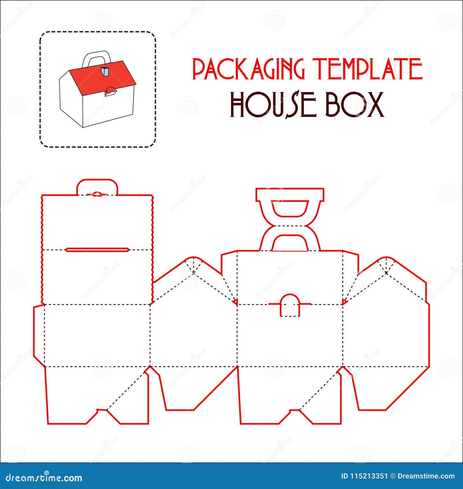 HOUSE BOX PACKAGING TEMPLATE VECTOR Stock Illustration - Illustration ...