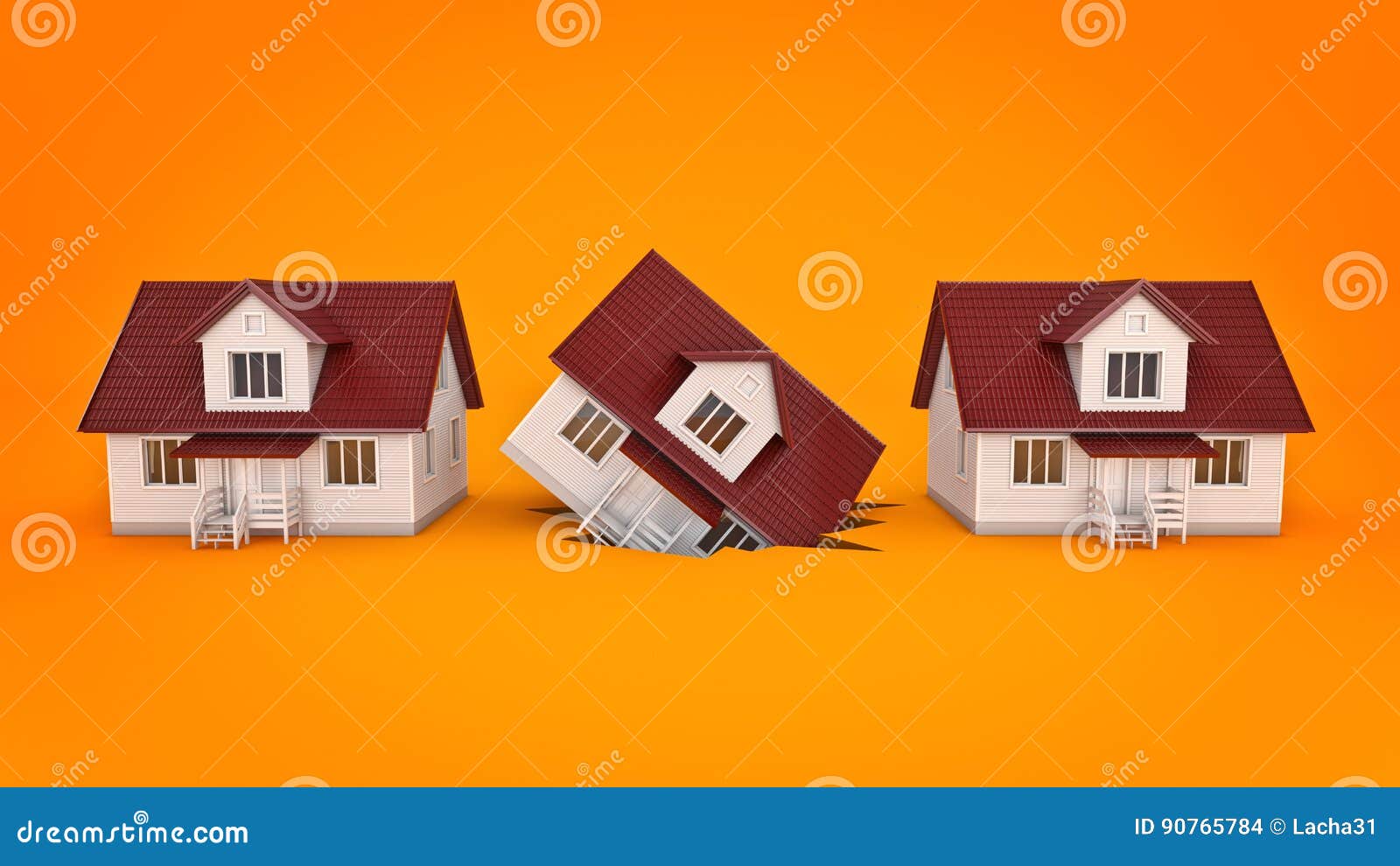 House on the Break, Concept. Stock Illustration - Illustration of ...