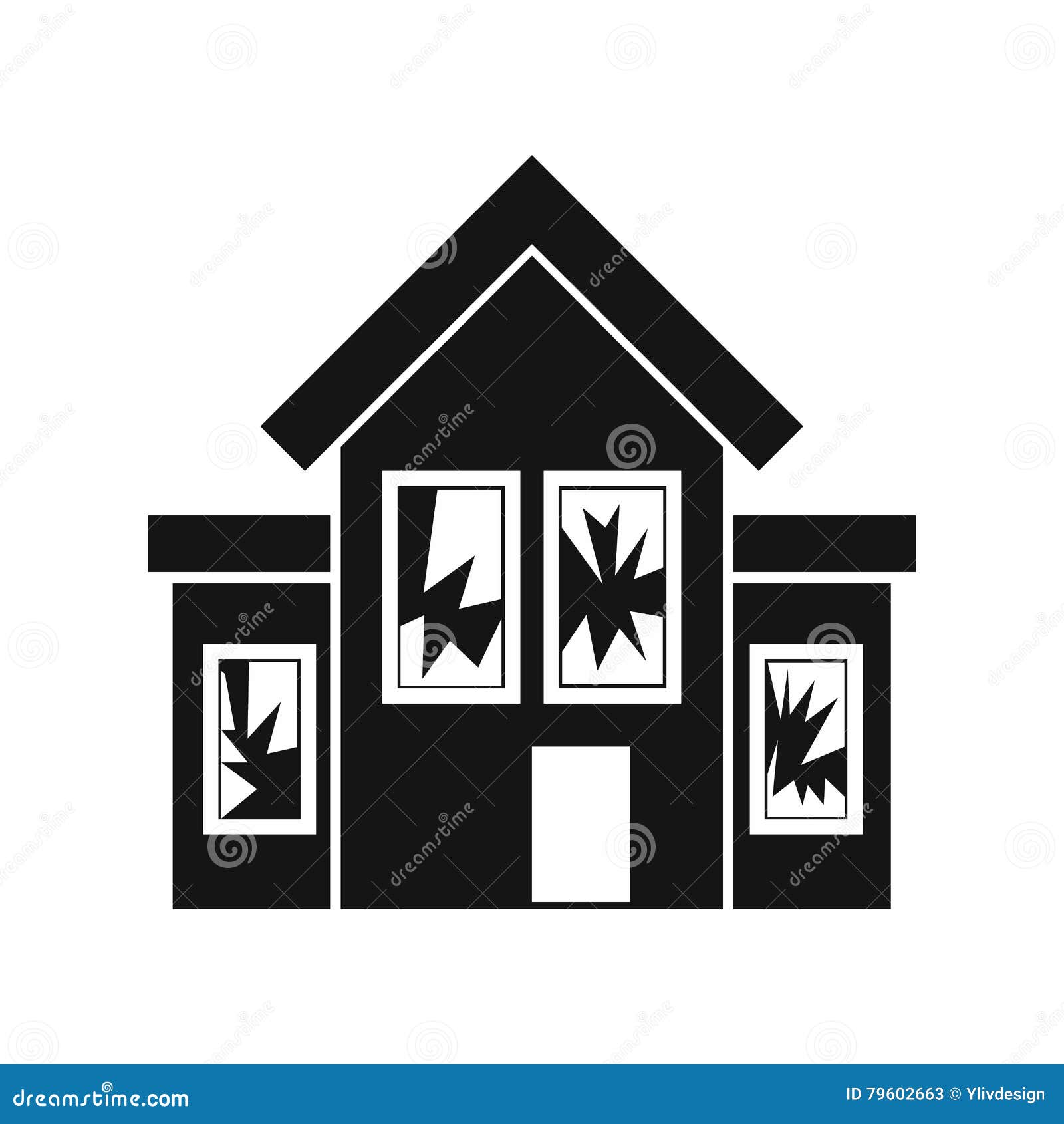 House with Broken Windows Icon, Simple Style Stock Vector ...