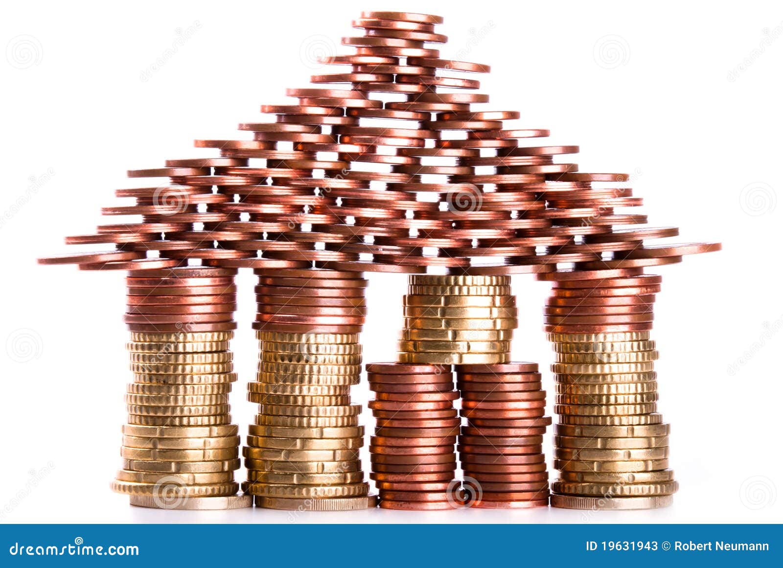 A house build of coins stock image. Image of save, costs - 19631943