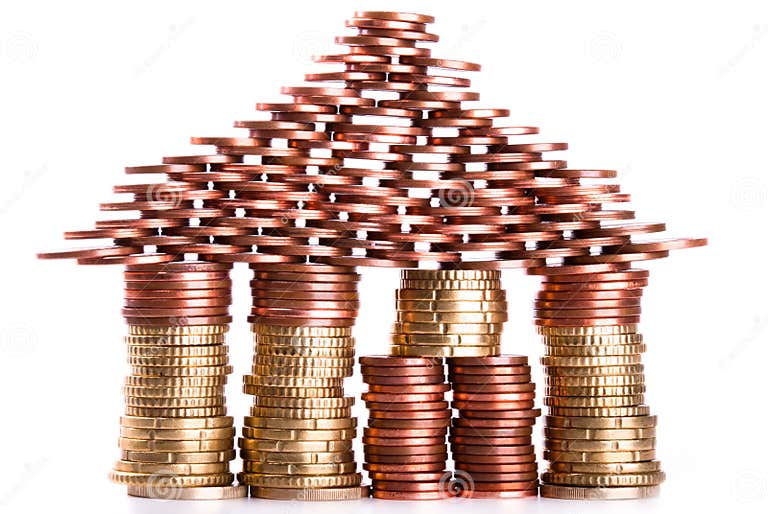 A house build of coins stock image. Image of save, costs - 19631943