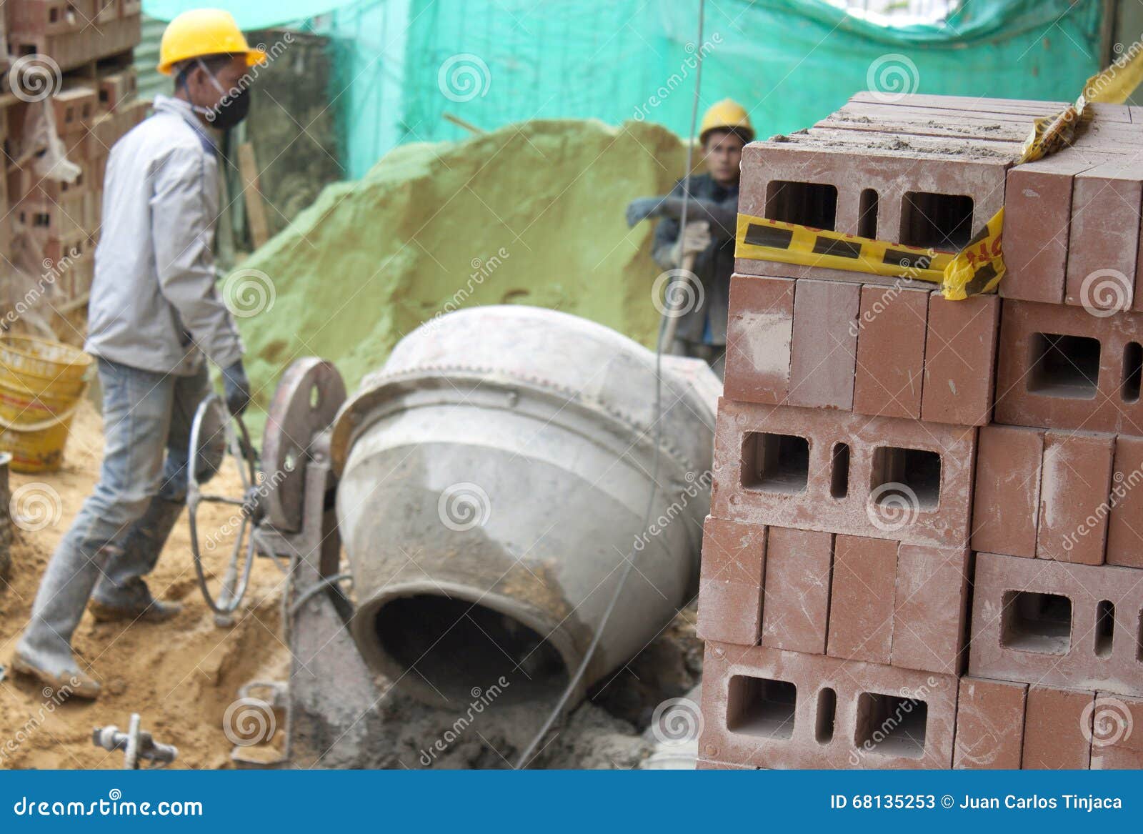 House Builder (bricklayer) at Work. Stock Image - Image of physical ...