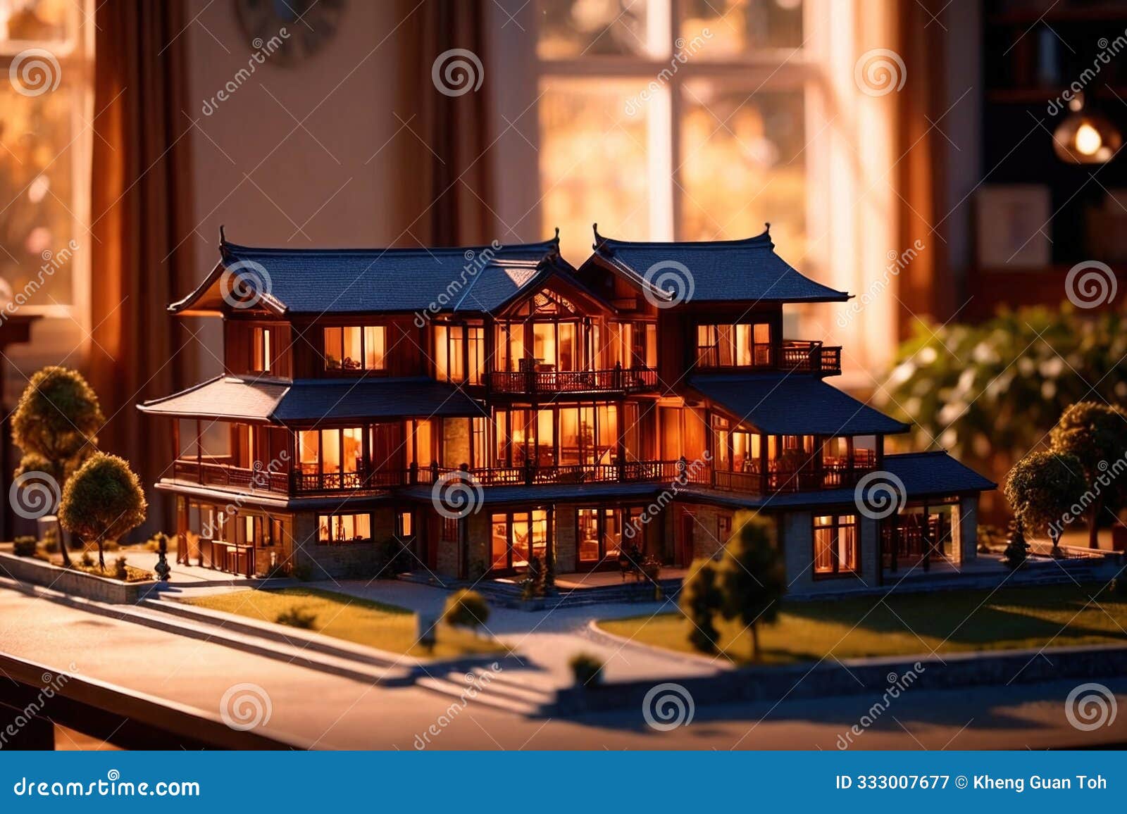 House and Building Architecture Models Placed on a Blueprint Model ...