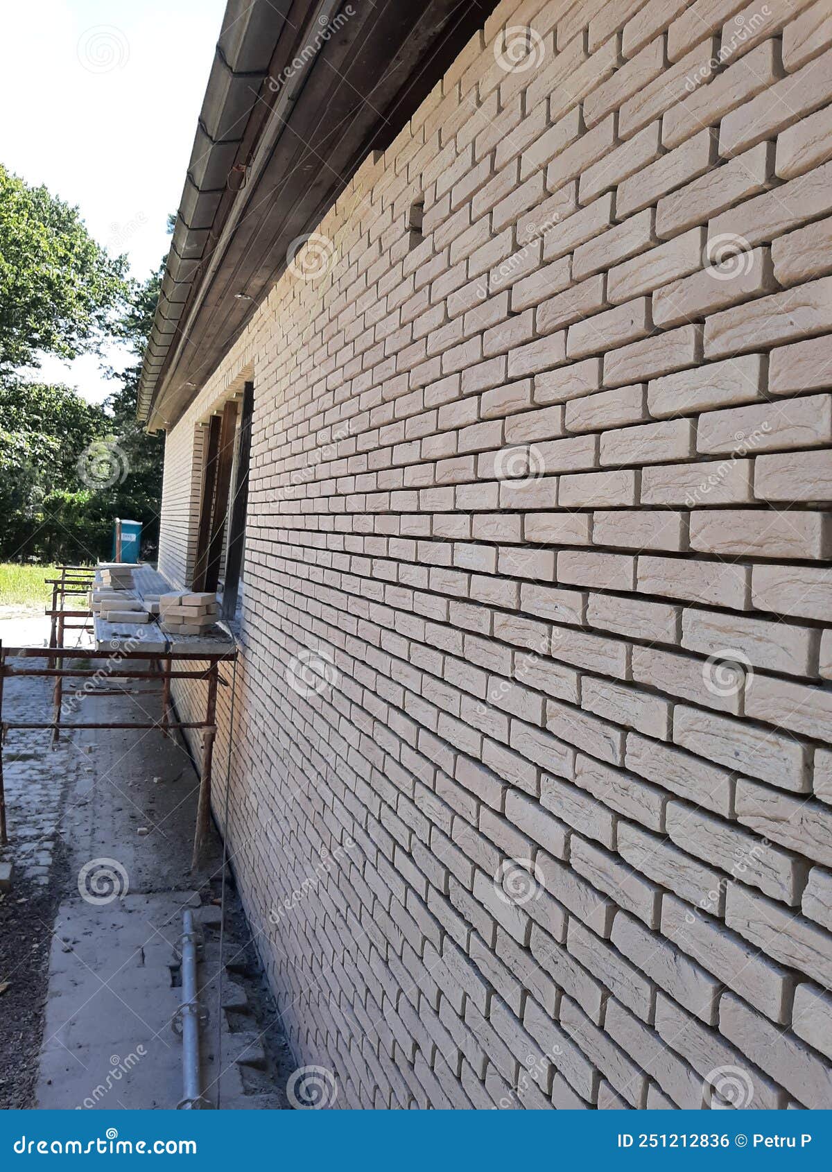 House Building Clean Brick Facade Clean Masonry Stock Photo - Image of ...