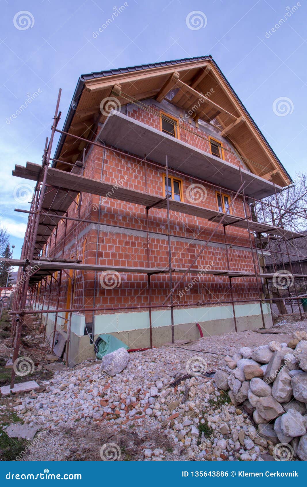 House Building almost Complete Stock Photo - Image of engineering ...