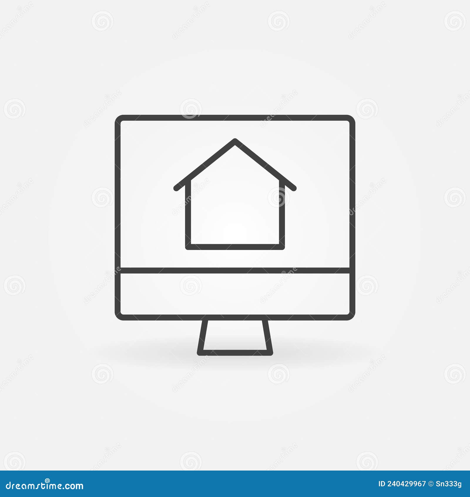 House Building on Computer Screen Vector Concept Colored Icon Stock ...