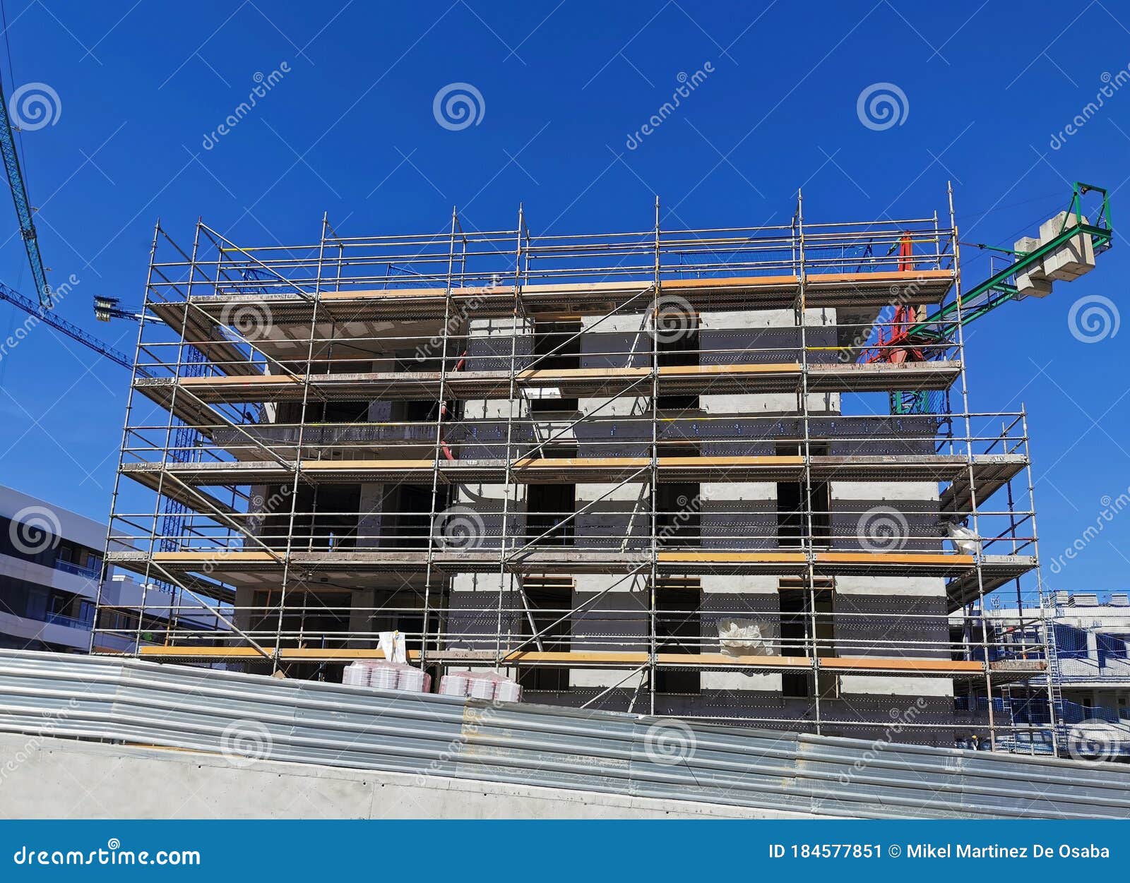 House Building Construction with Scaffolding Stock Image - Image of ...