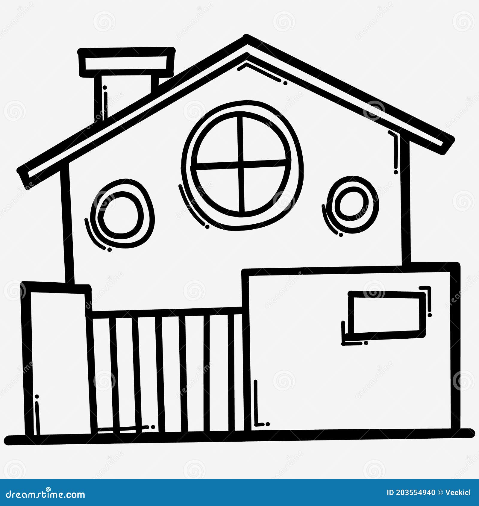 House Building Doodle Vector Icon. Drawing Sketch Illustration Hand ...