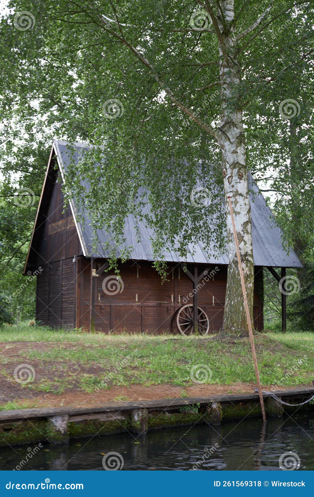 House Building Facade Surrounded by Water in Spreewald Stock Photo ...