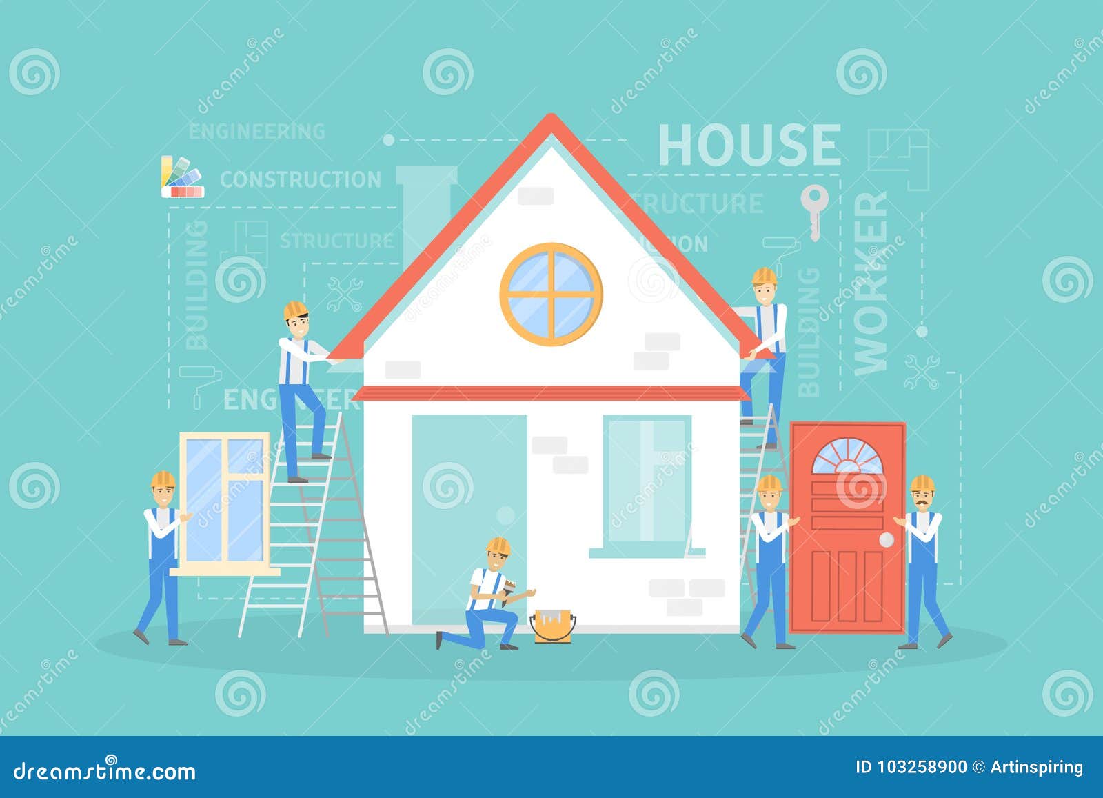 House Building Illustration. Stock Vector - Illustration of business ...