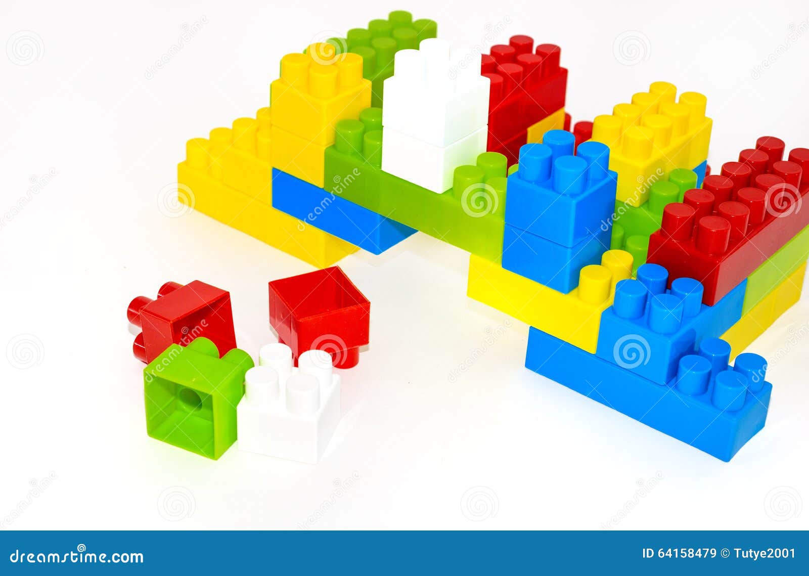 House Building from Lego Bricks on a White Stock Image - Image of plan ...
