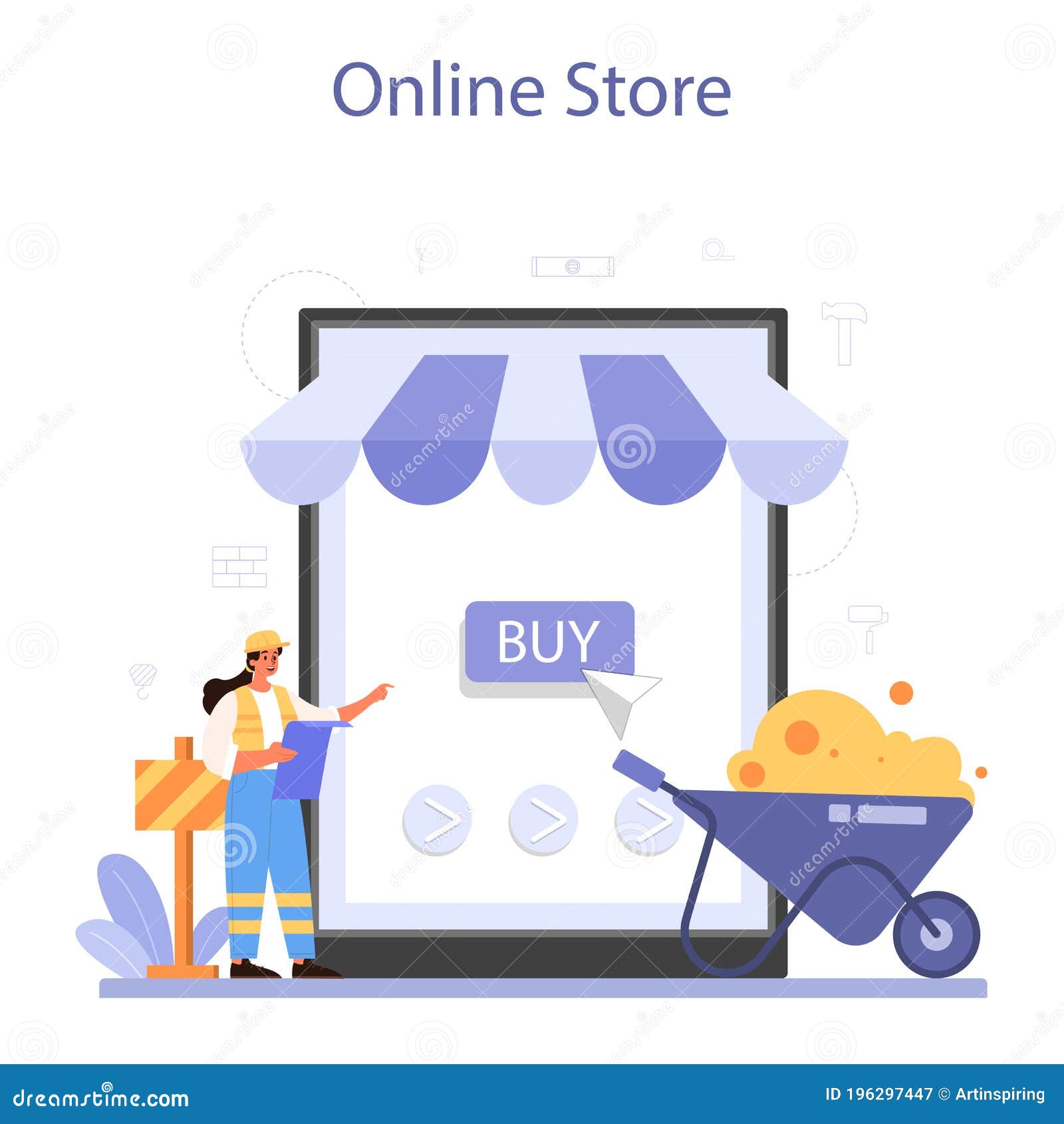 House Building Online Service or Platform. Workers Constructing Stock ...