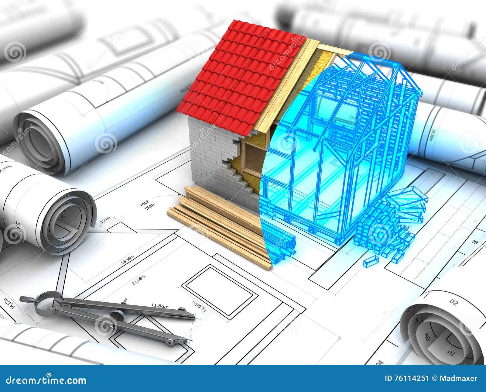House building project stock illustration. Illustration of development ...