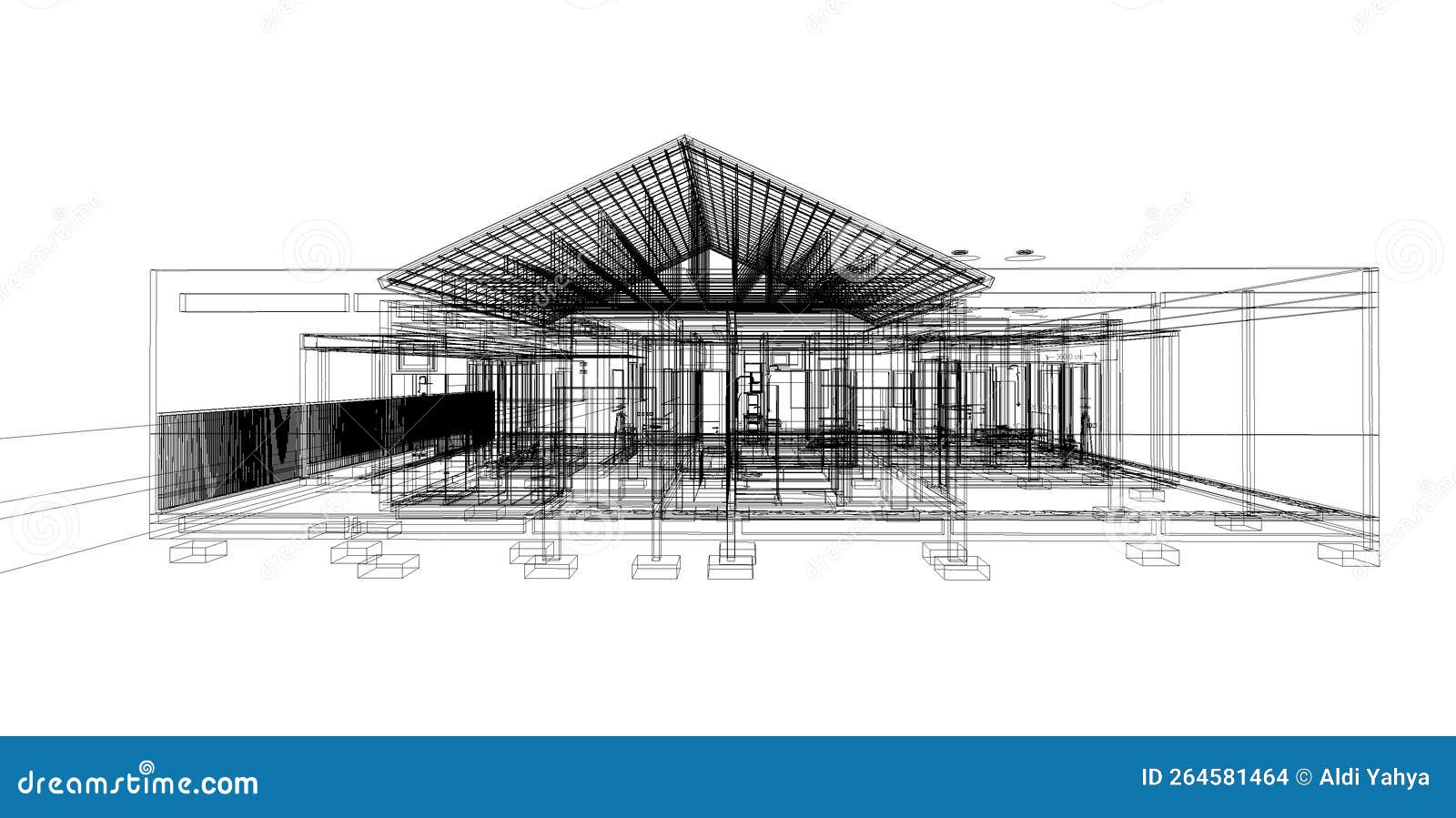 House Building Project Line Print Stock Illustration - Illustration of ...