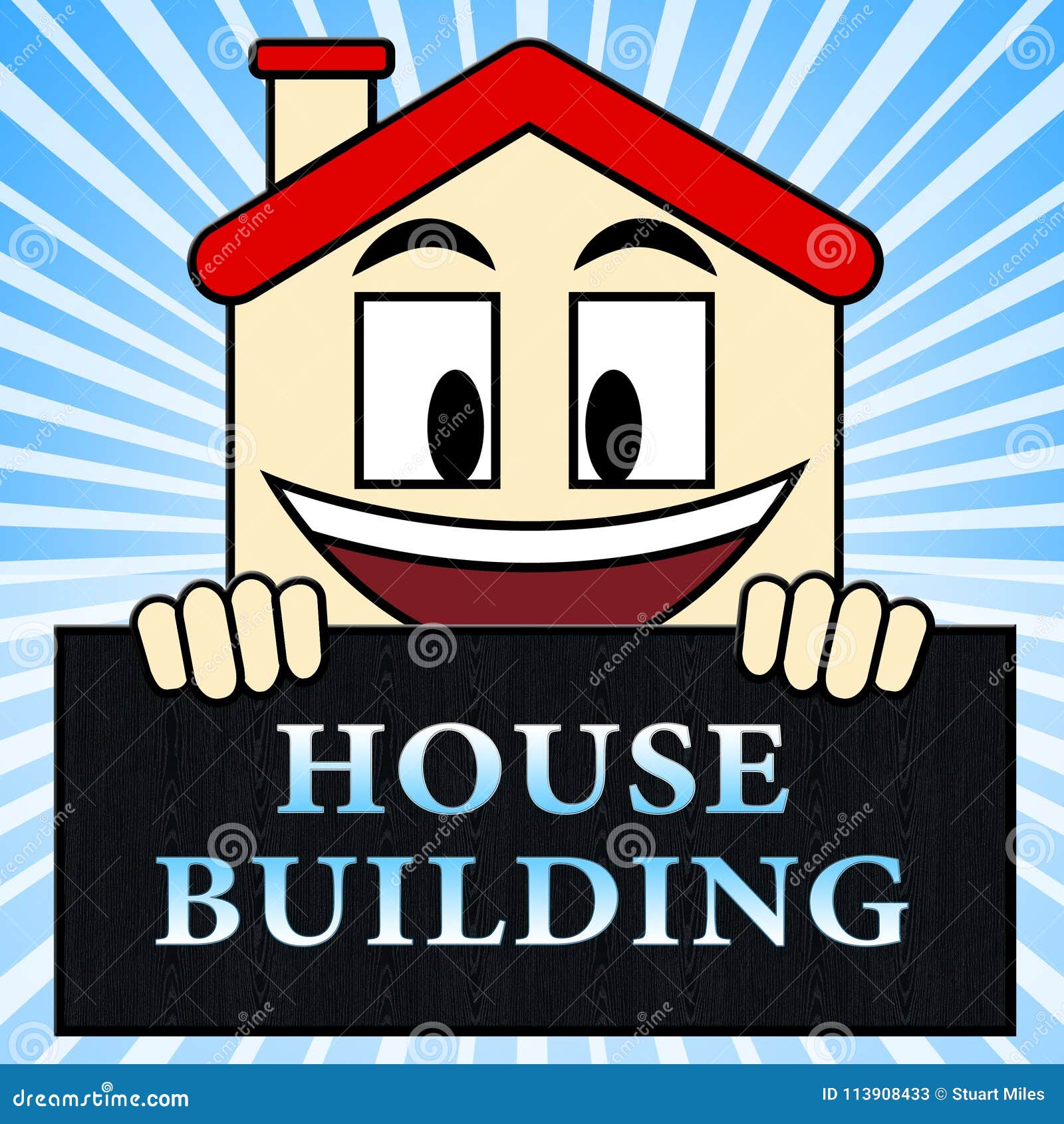 House Building Shows Home Construction 3d Illustration Stock ...